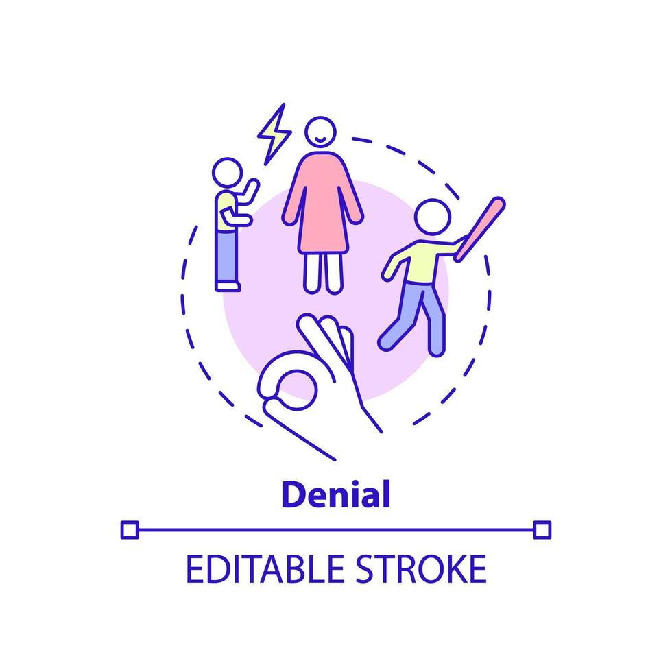 Denial concept icon. Ignore abusive behavior. Feature of dysfunctional ... Denial concept icon. Ignore abusive behavior. Feature of dysfunctional ...