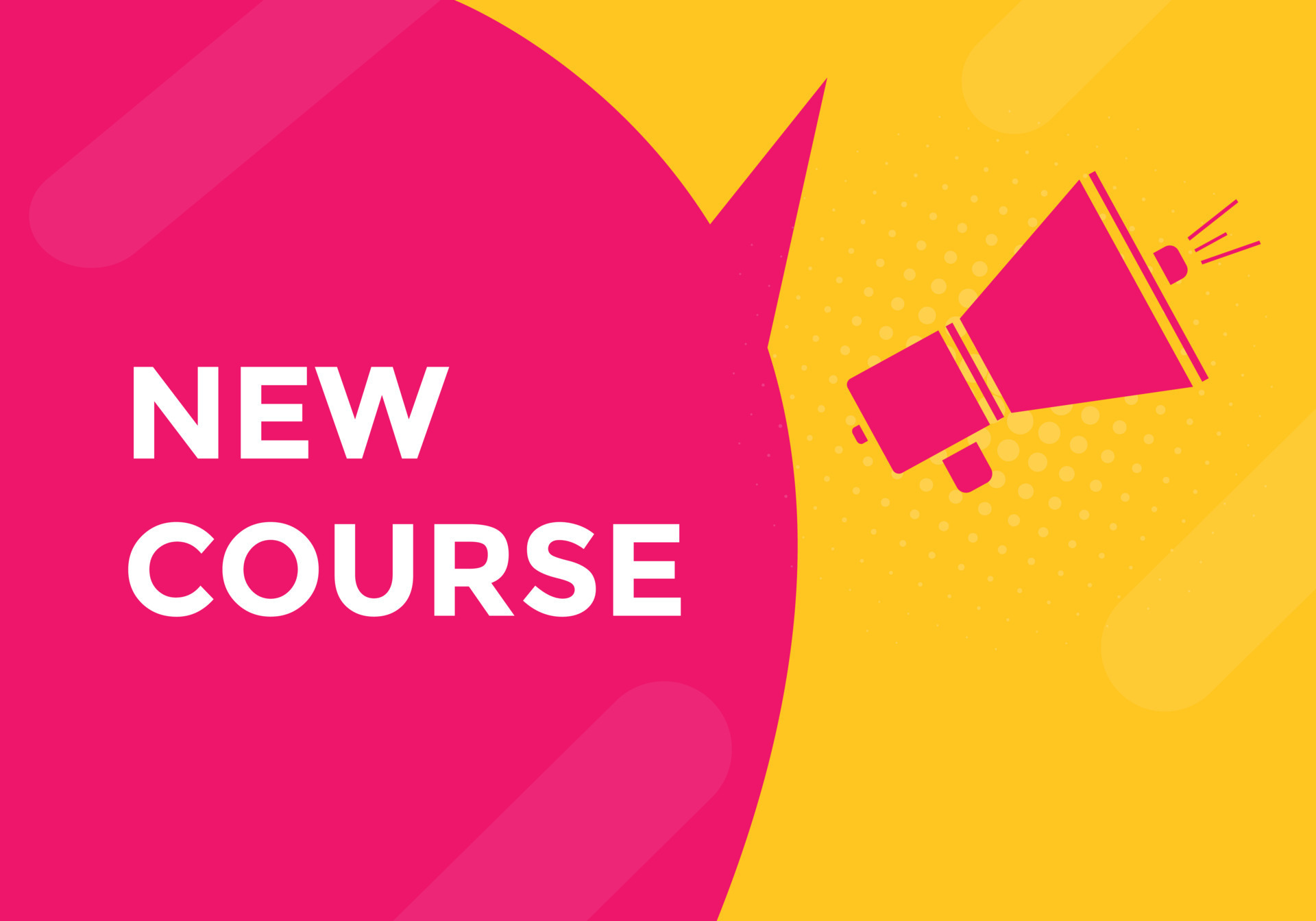New course text button. New course sign speech bubble. Web banner label ...