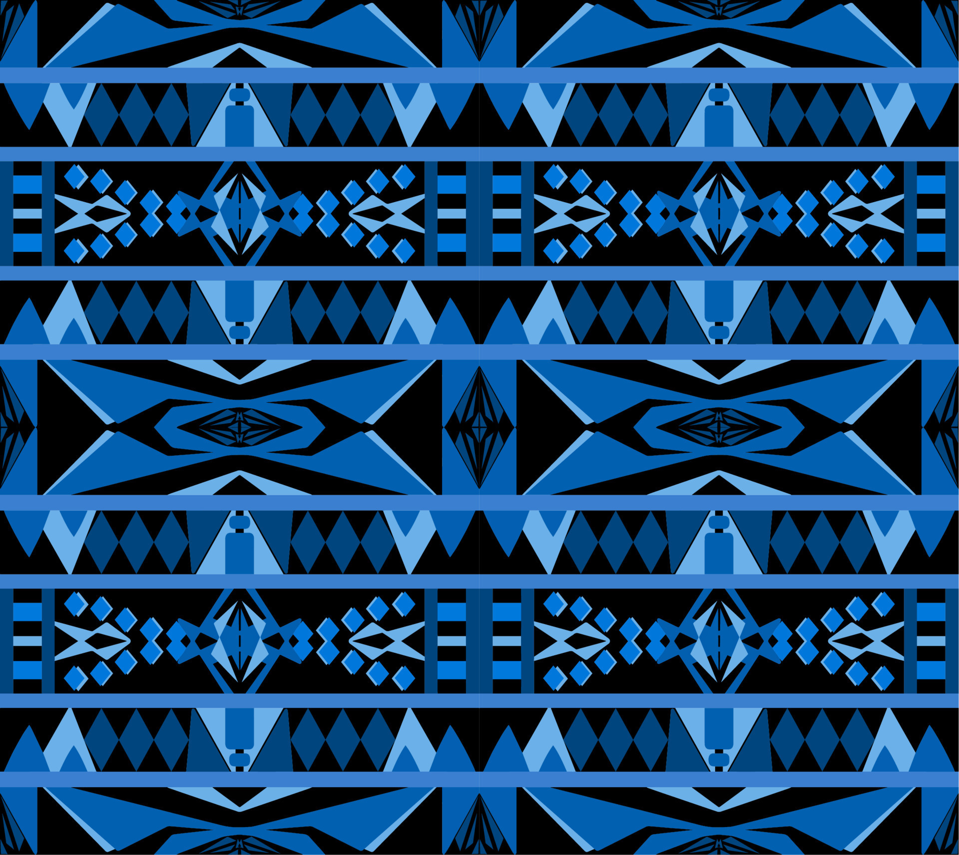 Geometric Seamless Pattern Blue Background Ikat Boho Aztec Folk