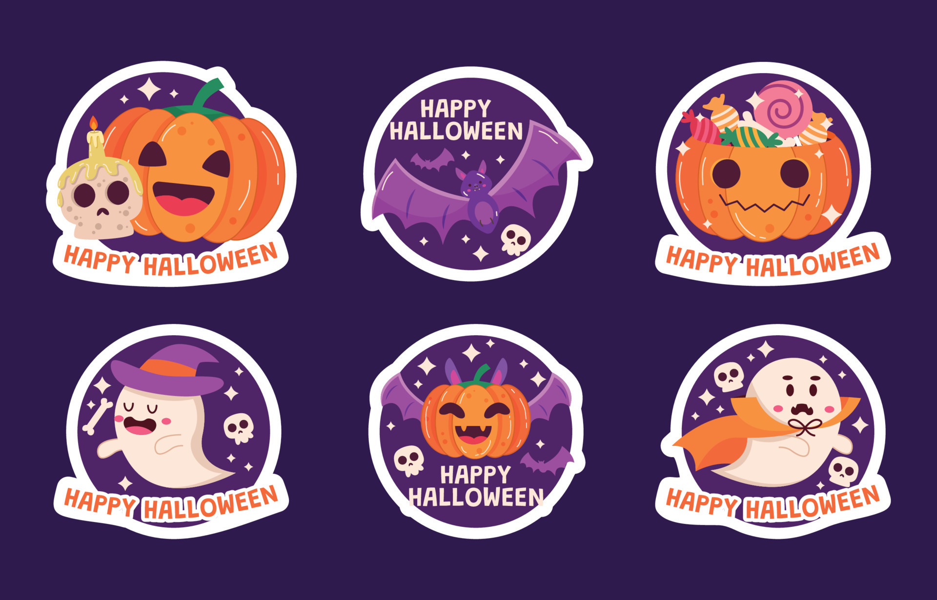 Halloween Sticker Collection 11725475 Vector Art at Vecteezy