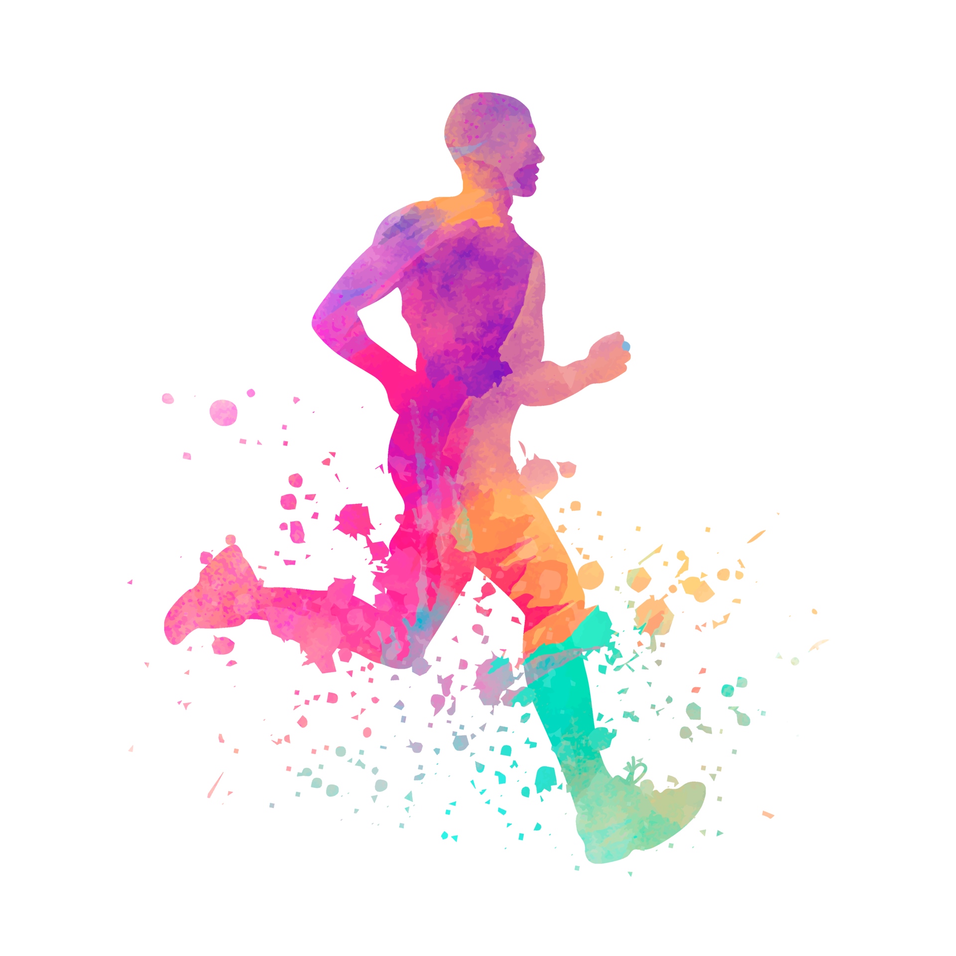Silhouette Running Man Runner Png Male Runner Sublimation Design Silhouette Watercolors
