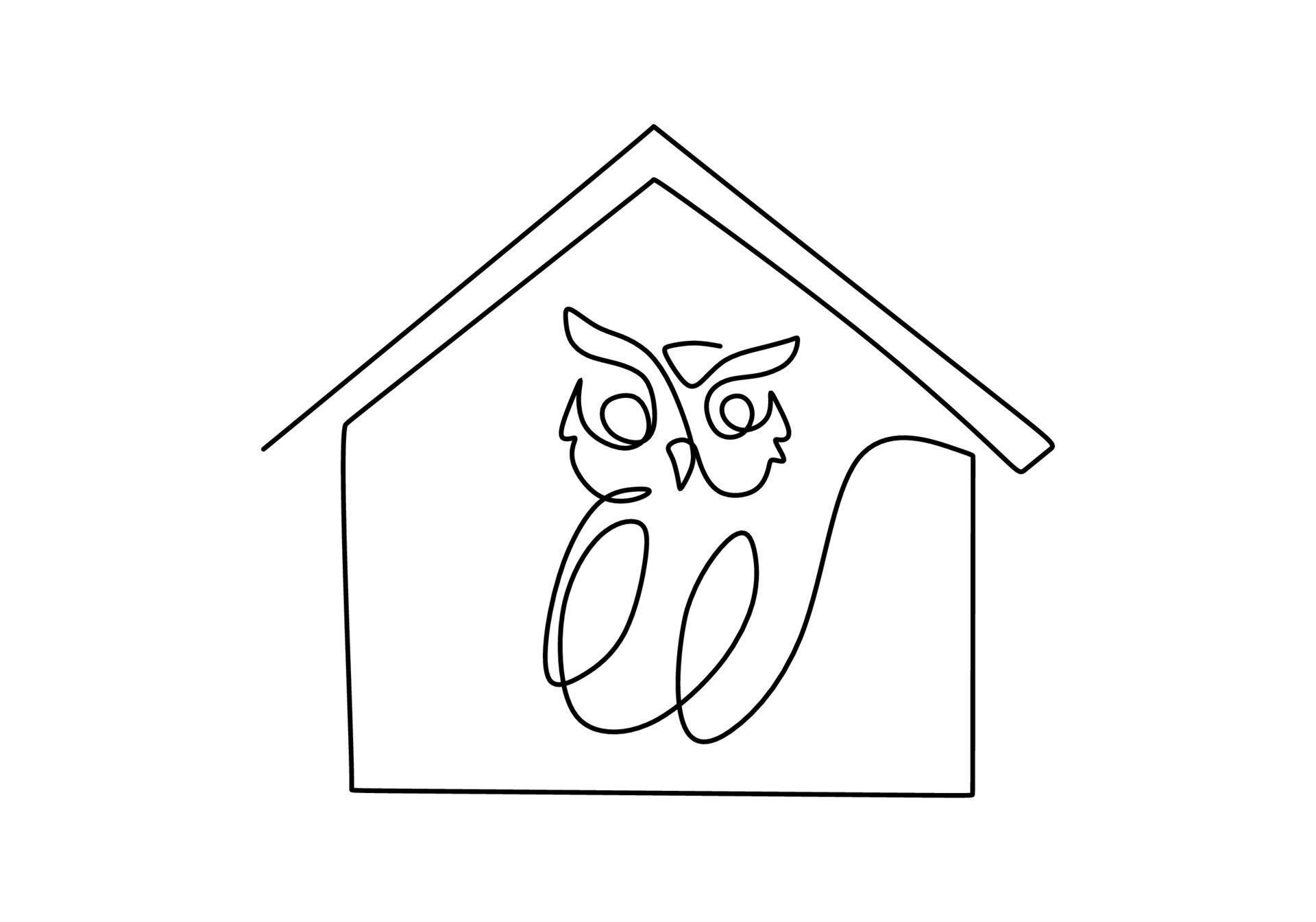 One continuous single line of owl at home 11743684 Vector Art at Vecteezy