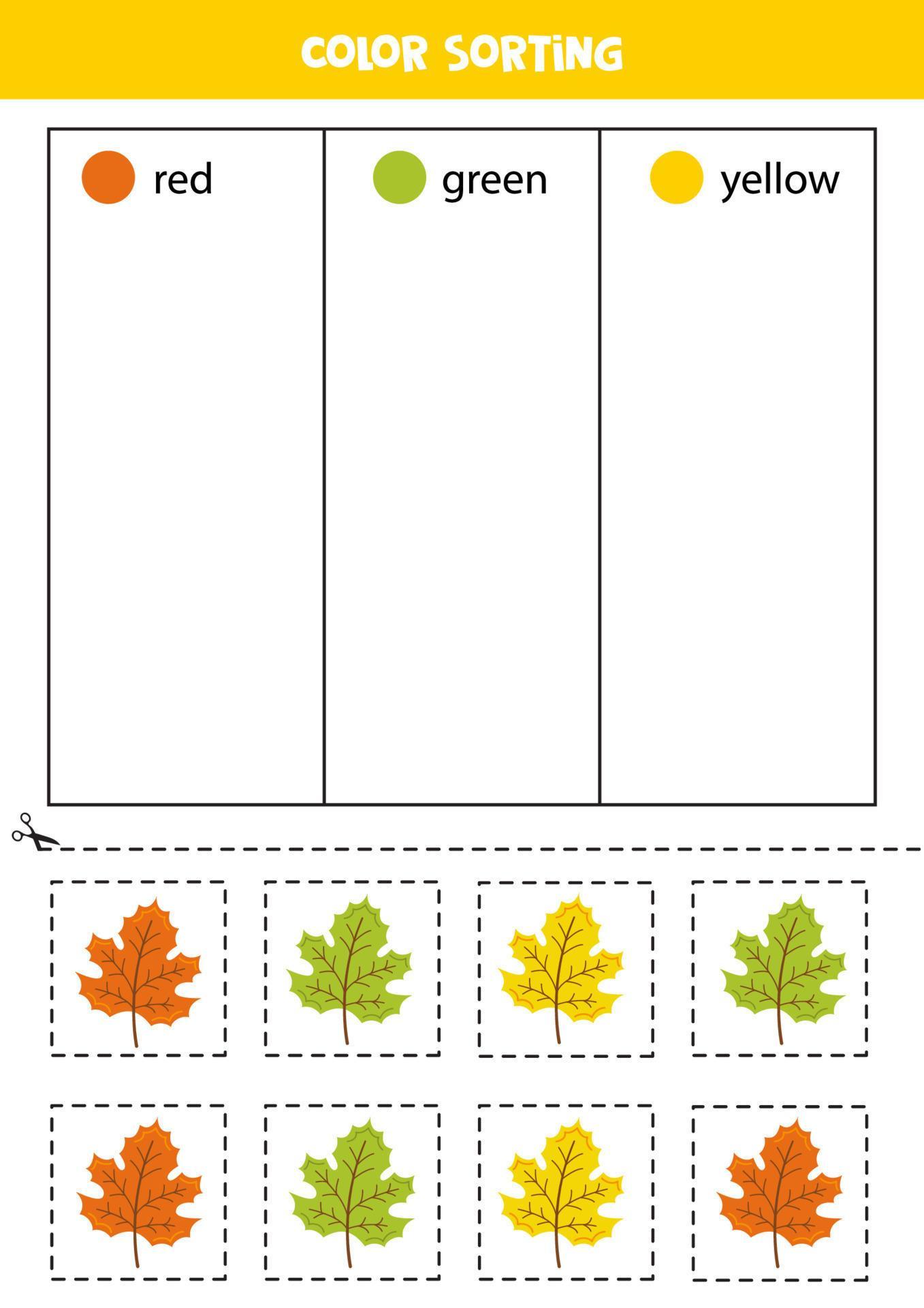 Sort hand drawn leaves by colors. Learning colors for children ...