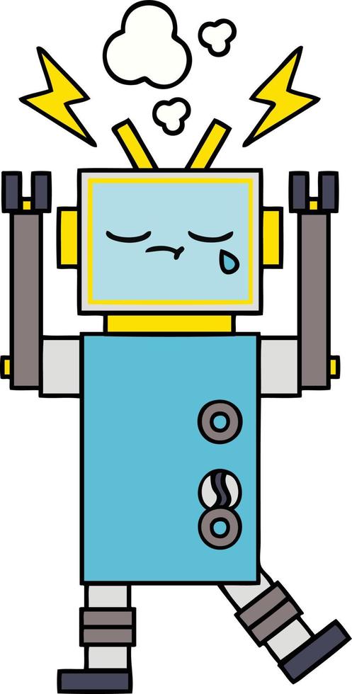 Cute Cartoon Crying Robot 11750004 Vector Art At Vecteezy
