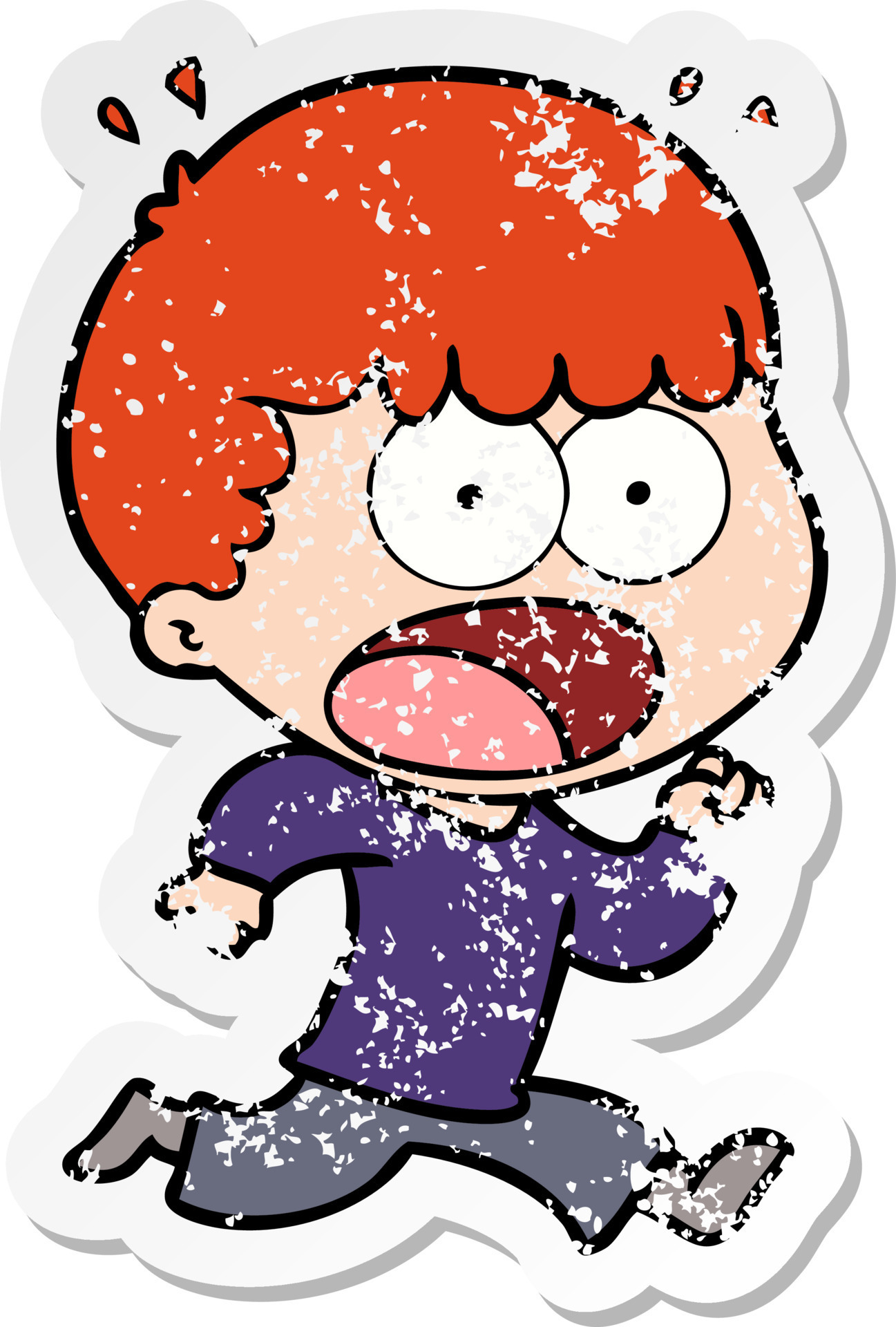 pegatina angustiada de un hombre sorprendido de dibujos animados huyendo 11751106 Vector en Vecteezy