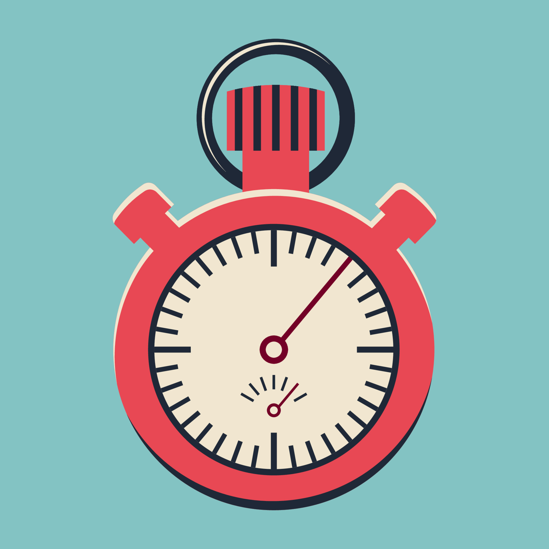 Modern Stopwatch Icon Flat Style Circular Clock Timer Button Isolated