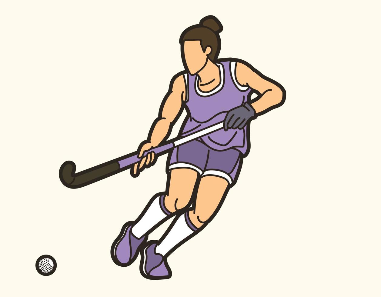 Field Hockey Sport Female Player Action Cartoon Graphic Vector 11754754