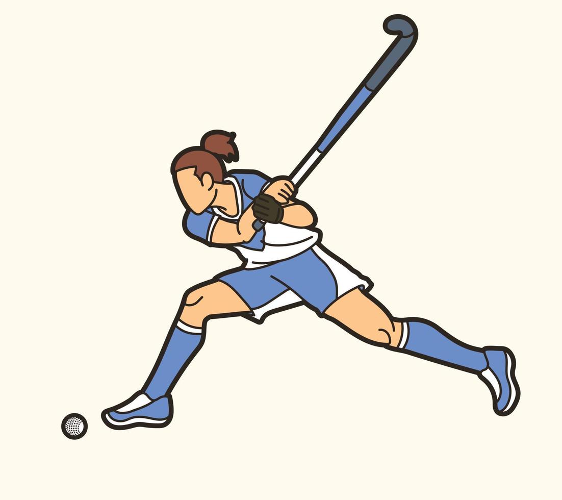 Field Hockey Sport Female Player Action 11754755 Vector Art At Vecteezy