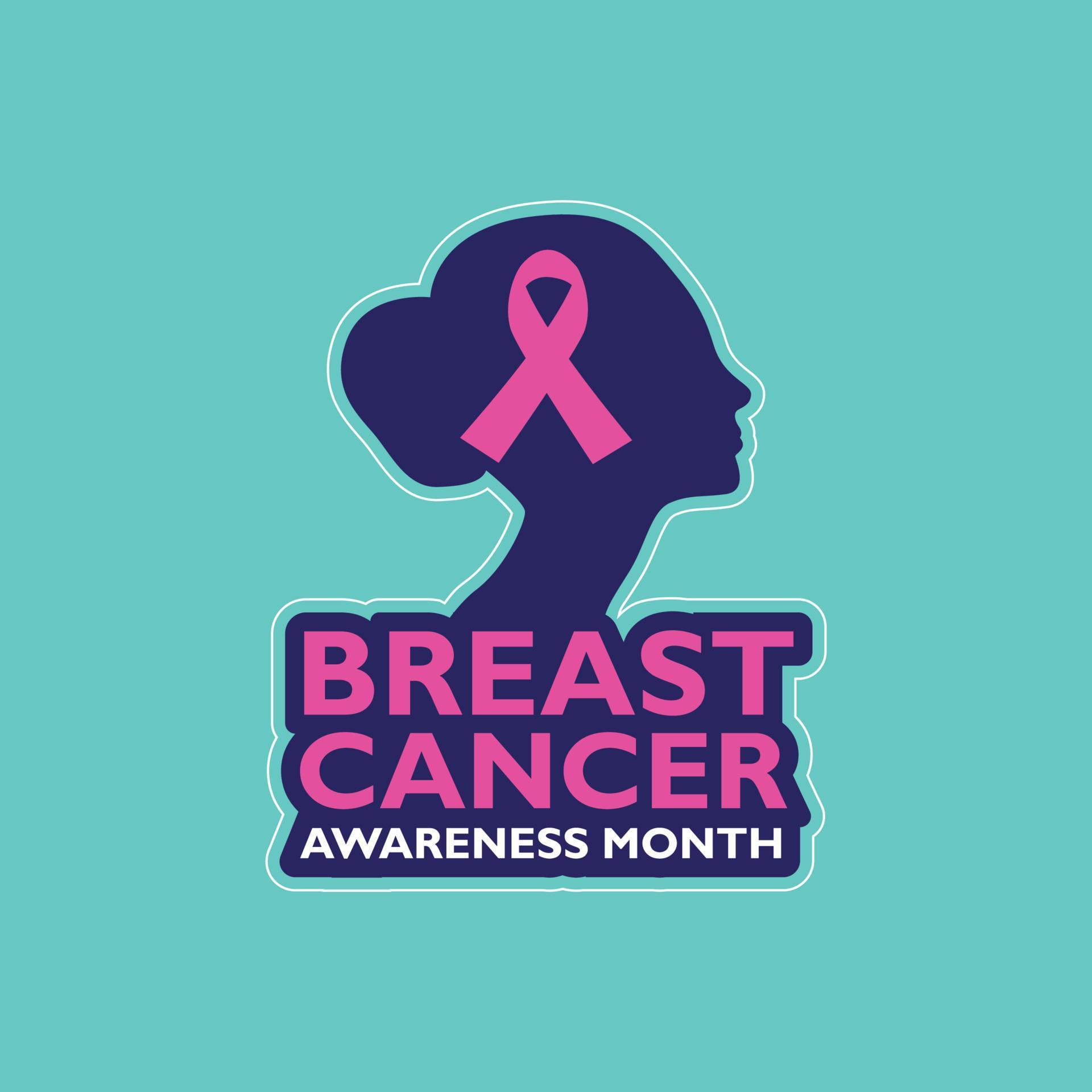 October Breast Cancer Awareness Month Banner With Ribbon And Women