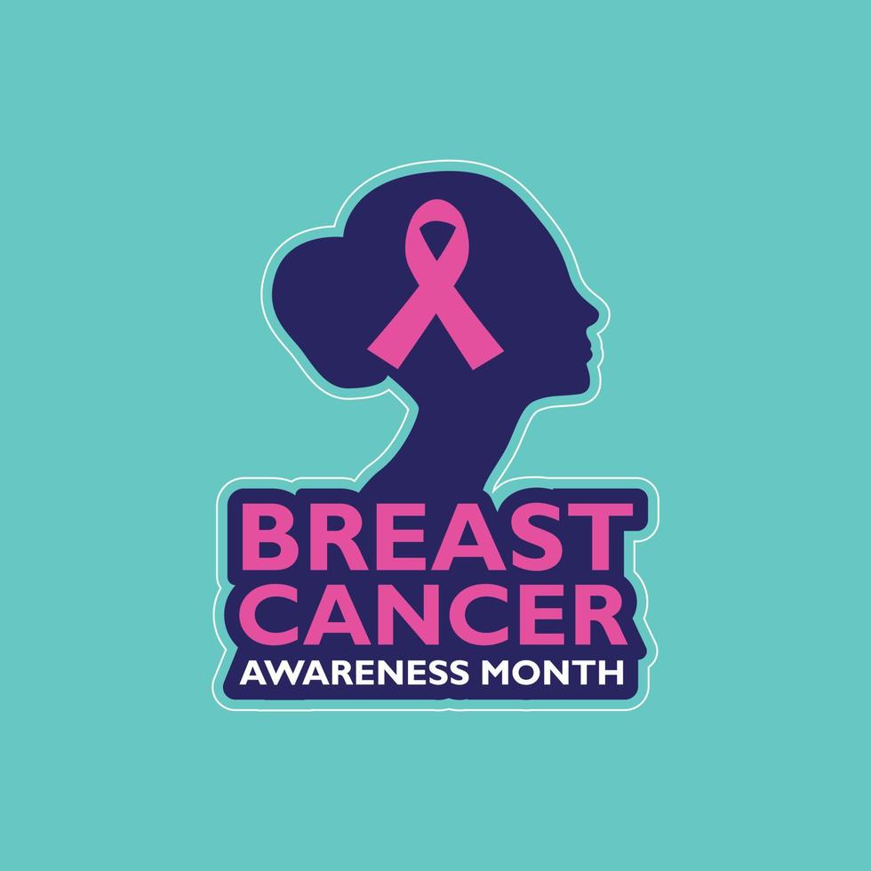October Breast Cancer Awareness Month Banner With Ribbon And Women