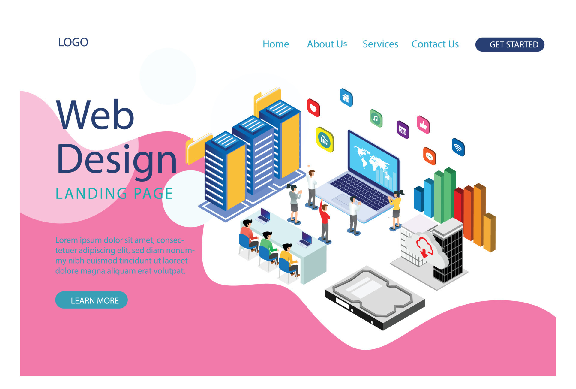 Modern flat design isometric concept of Cloud Technology for banner and ...