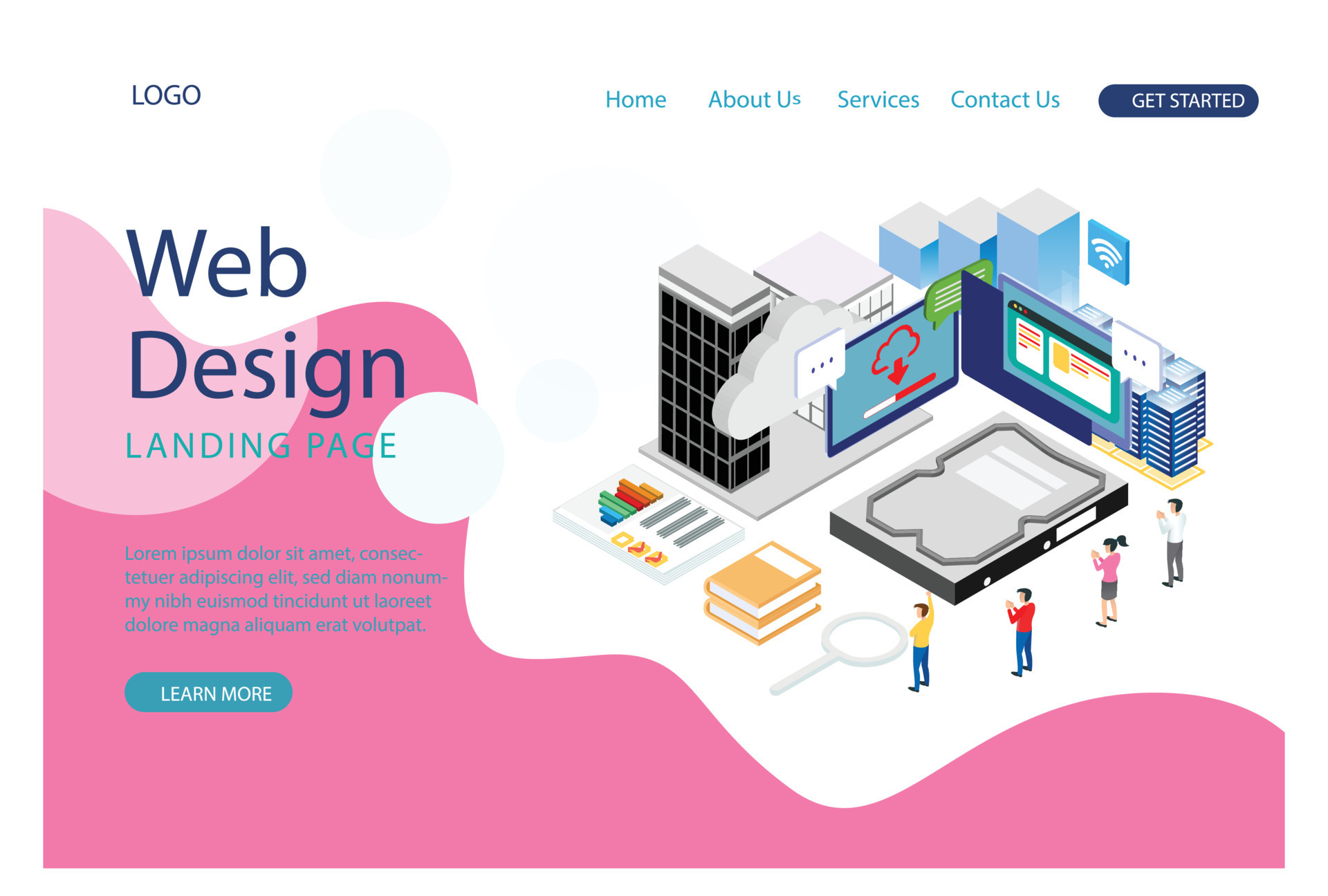 Modern flat design isometric concept of Cloud Technology for banner and ...