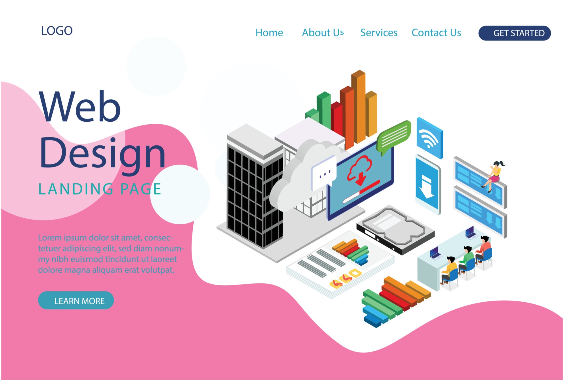 Modern flat design isometric concept of Cloud Technology for banner and ...