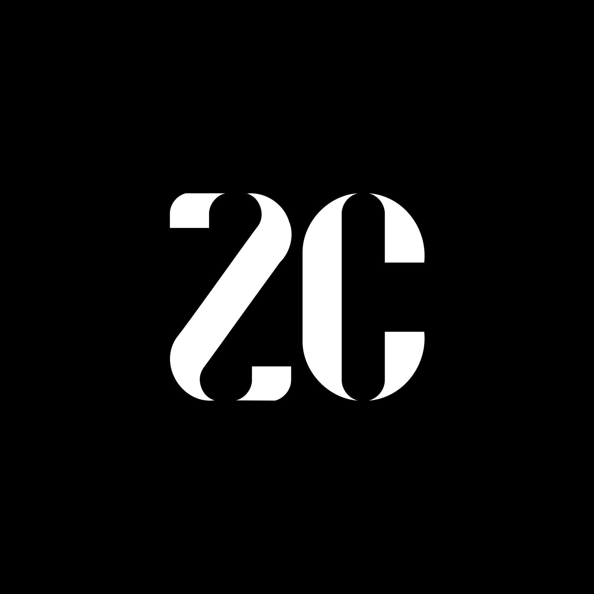 ZC Z C letter logo design. Initial letter ZC uppercase monogram logo white color. ZC logo, Z C ...