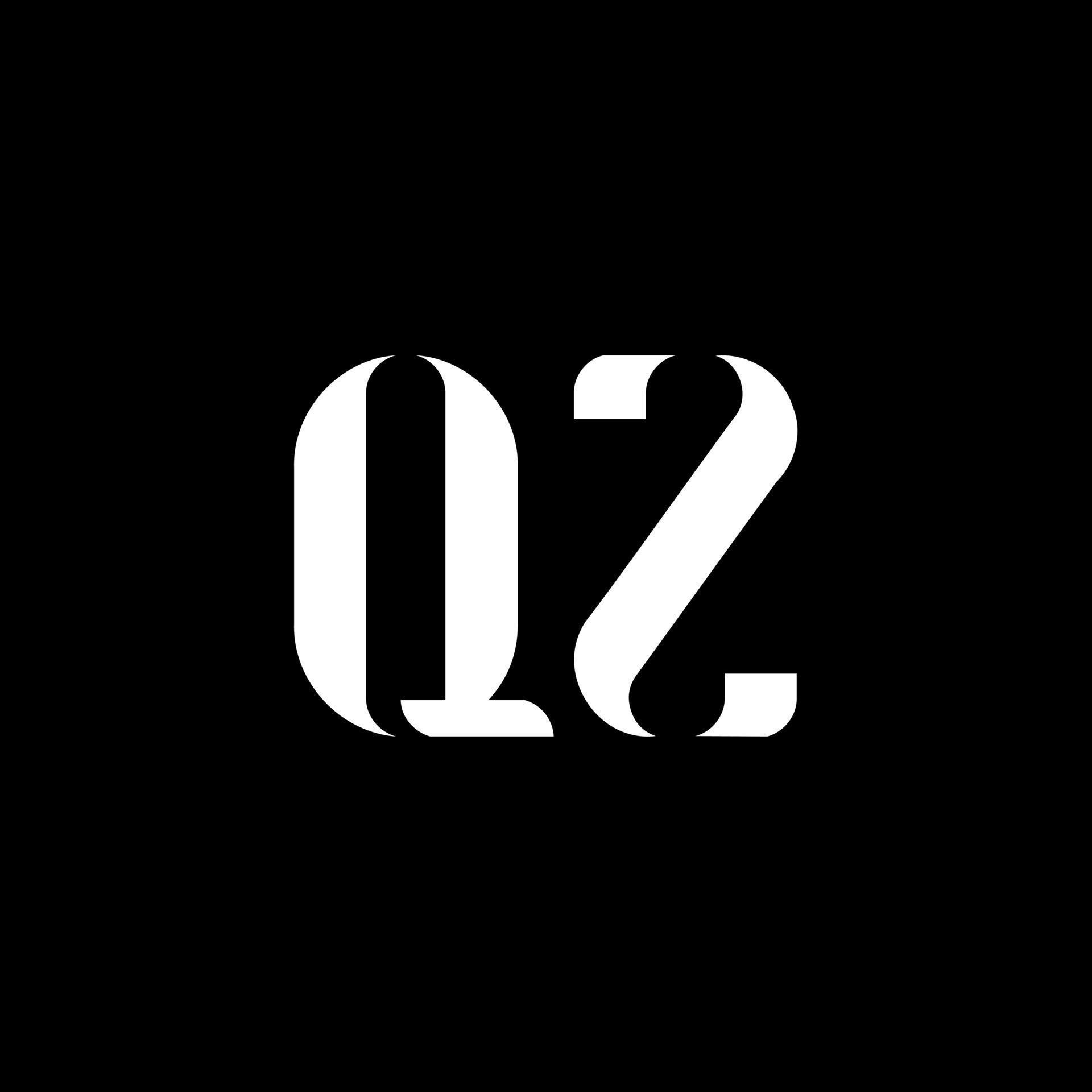 QZ Q Z letter logo design. Initial letter QZ uppercase monogram logo white color. QZ logo, Q Z ...