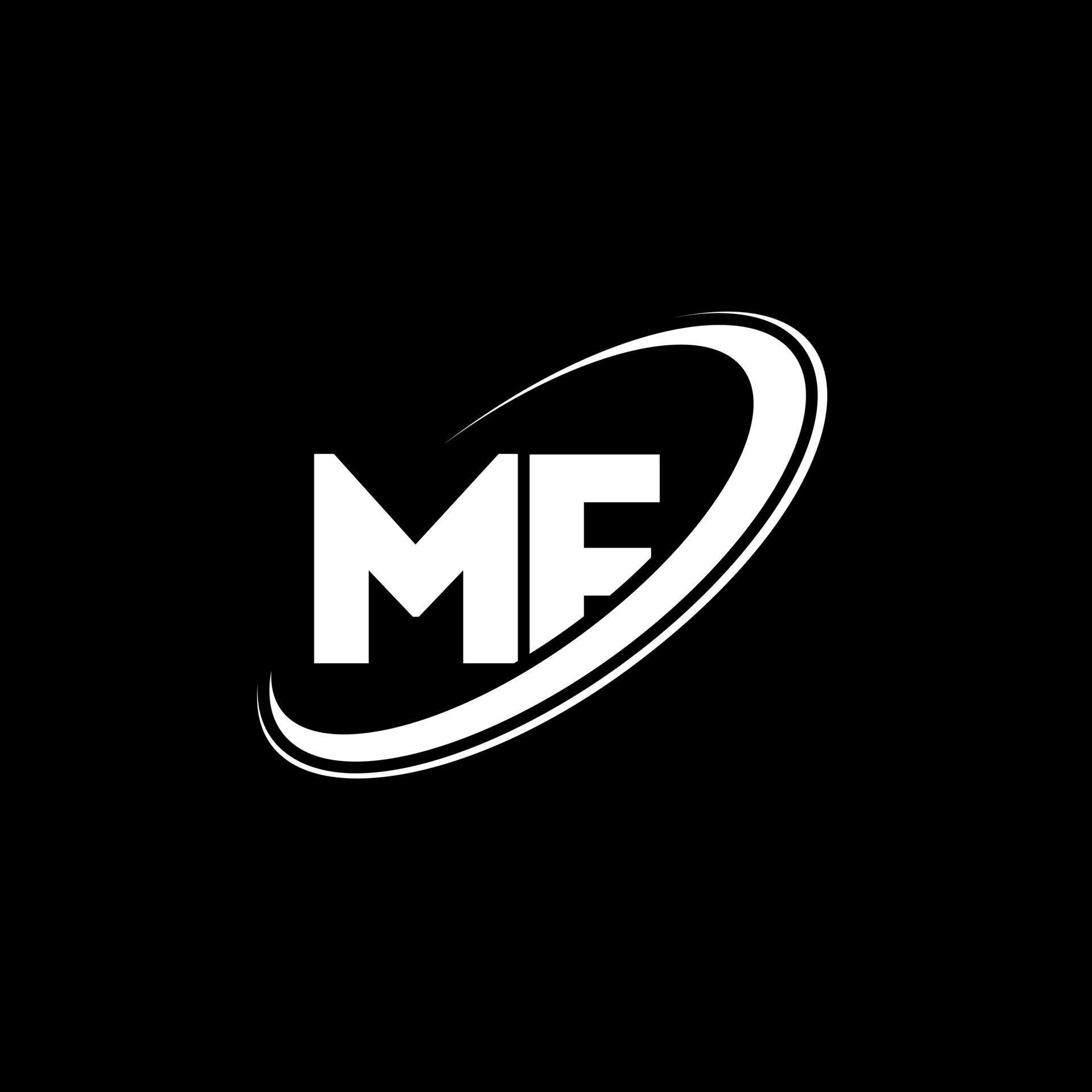 MF M F letter logo design. Initial letter MF linked circle uppercase monogram logo red and blue ...