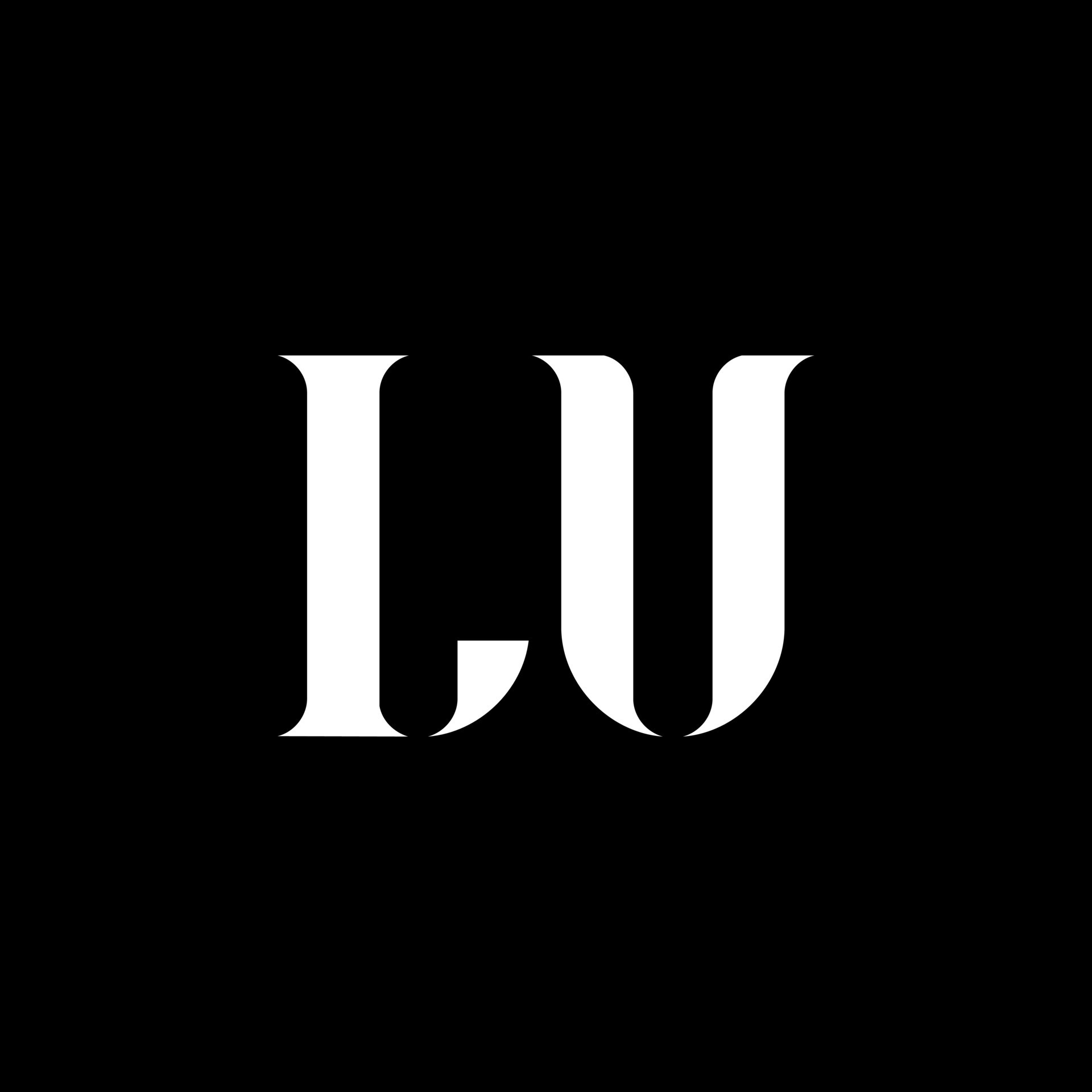 diseño del logotipo de la letra lu lu. letra inicial lu mayúscula monograma logo color blanco ...
