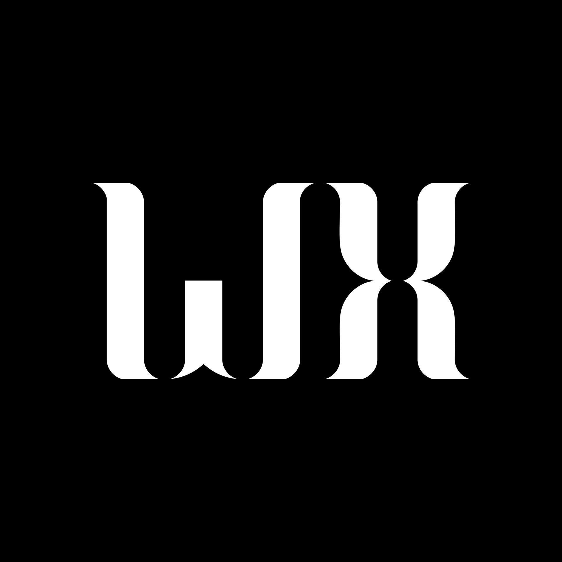 WX W X letter logo design. Initial letter WX linked circle uppercase monogram logo white color ...