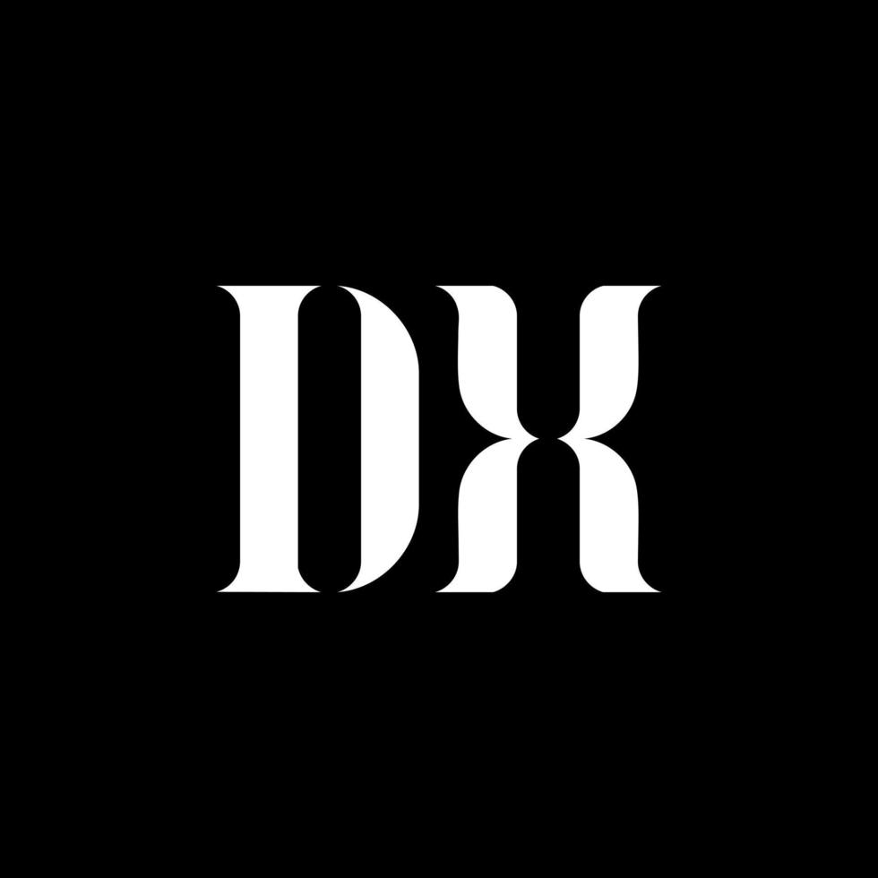DX D X letter logo design. Initial letter DX uppercase monogram logo white color. DX logo, D X ...