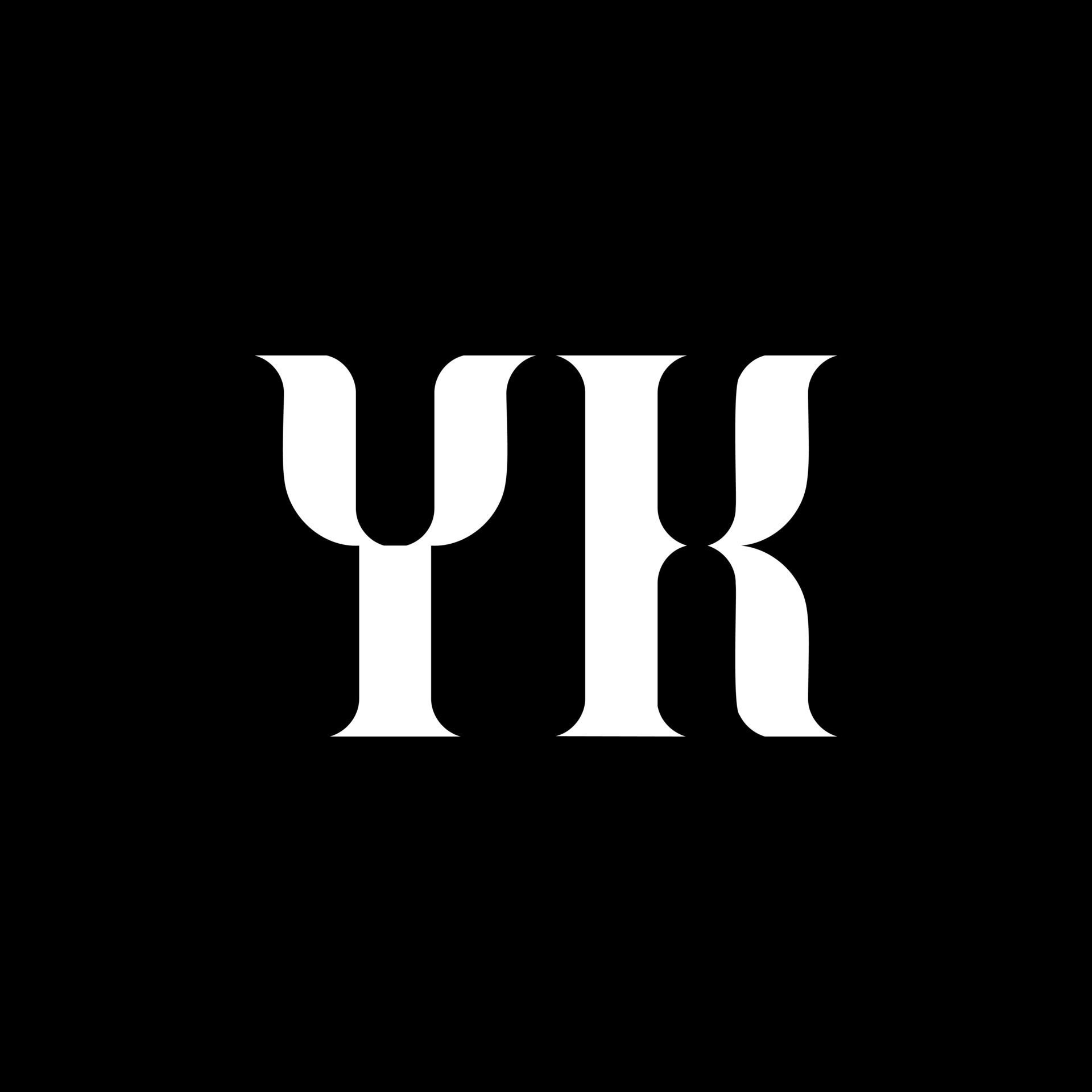 diseño del logotipo de la letra yk yk. letra inicial yk mayúscula monograma logo color blanco ...