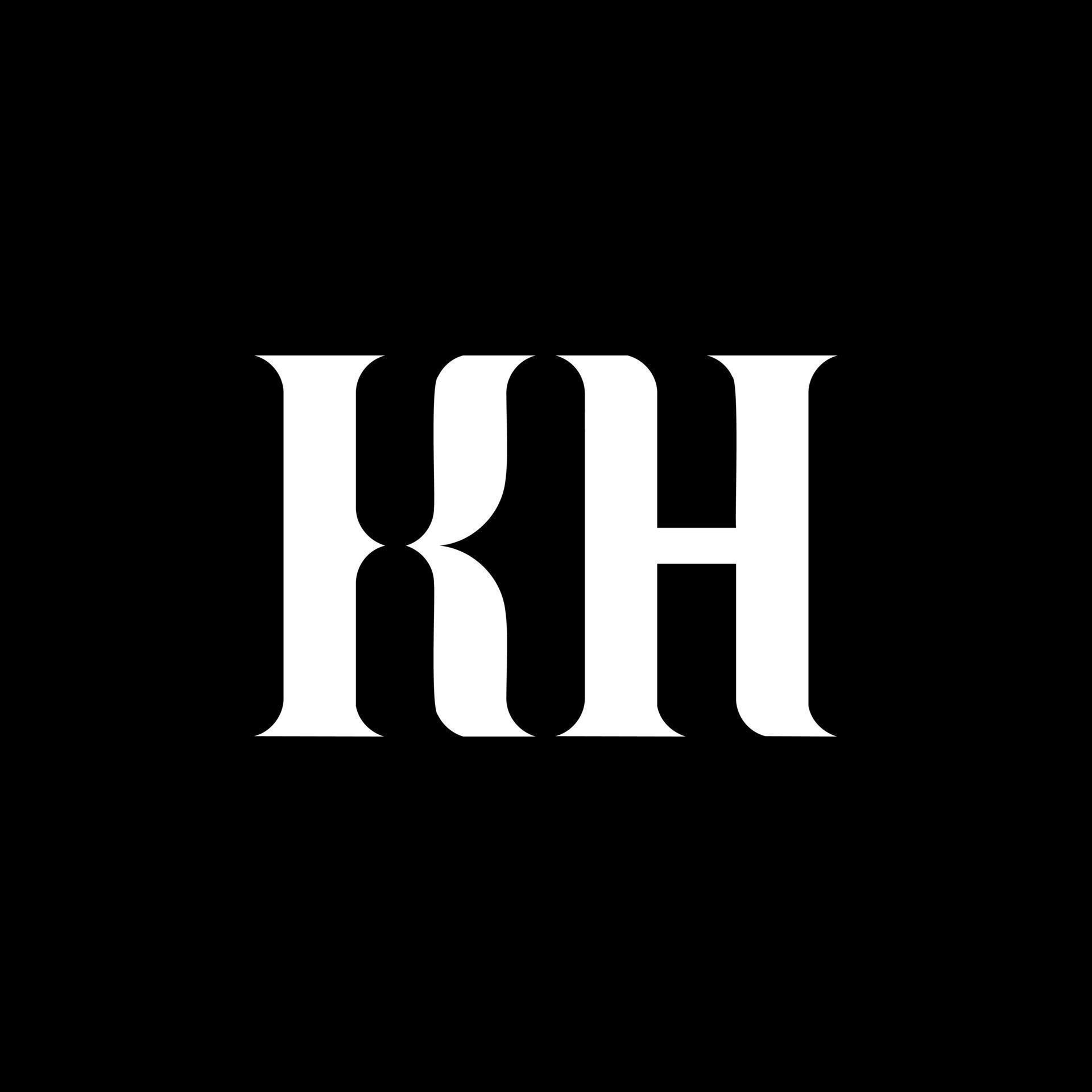 KH K H letter logo design. Initial letter KH uppercase monogram logo white color. KH logo, K H ...