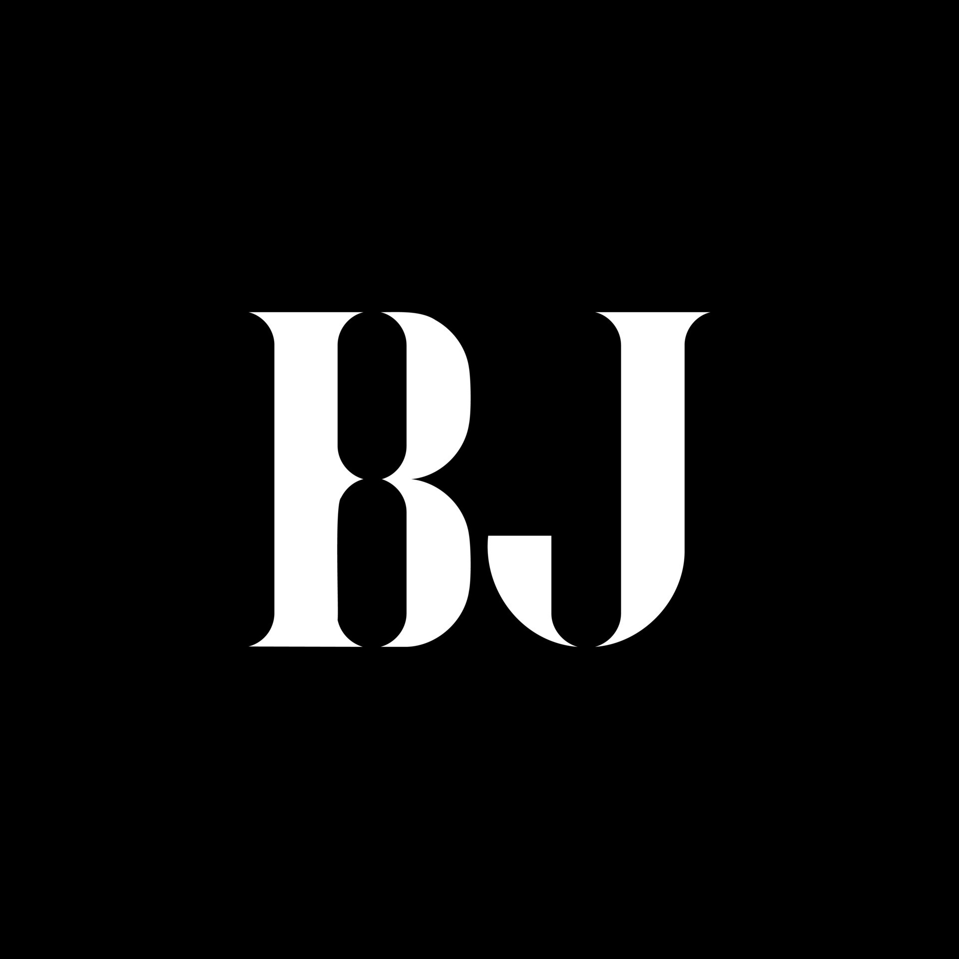 diseño del logotipo de la letra bj bj. letra inicial bj mayúscula monograma logo color blanco ...