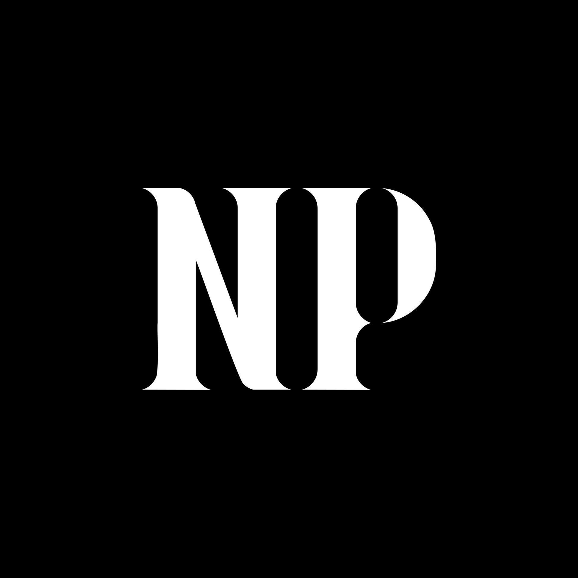NP N P letter logo design. Initial letter NP uppercase monogram logo white color. NP logo, N P ...