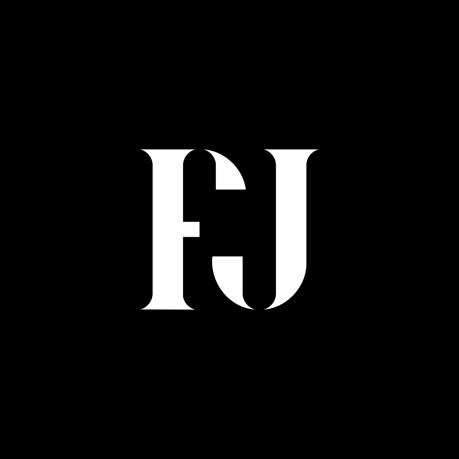diseño del logotipo de la letra fj fj. letra inicial fj mayúscula monograma logo color blanco ...