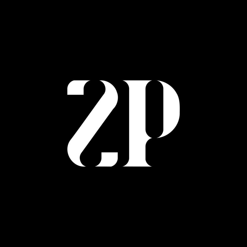 ZP Z P letter logo design. Initial letter ZP uppercase monogram logo white color. ZP logo, Z P ...