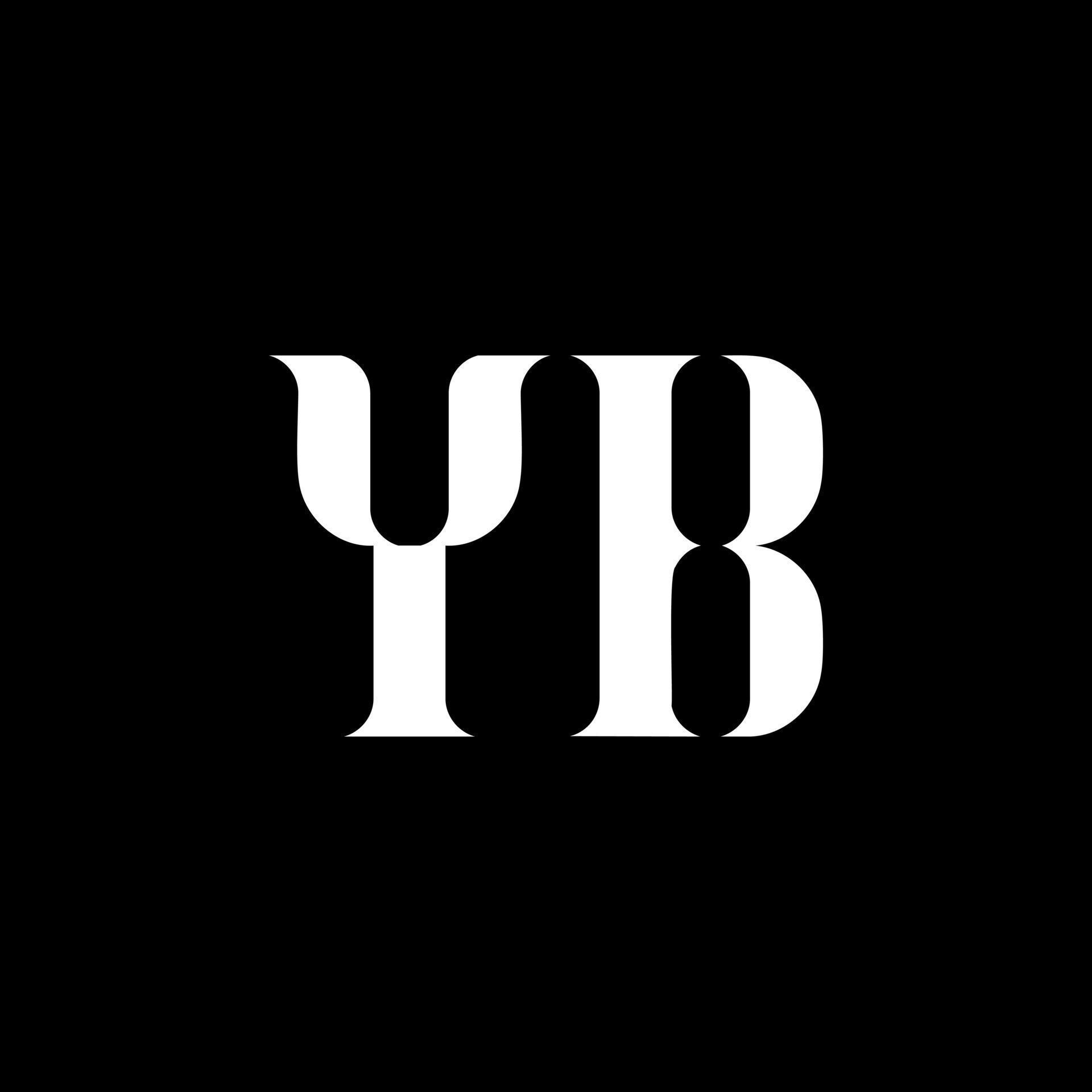 YB Y B letter logo design. Initial letter YB uppercase monogram logo white color. YB logo, Y B ...