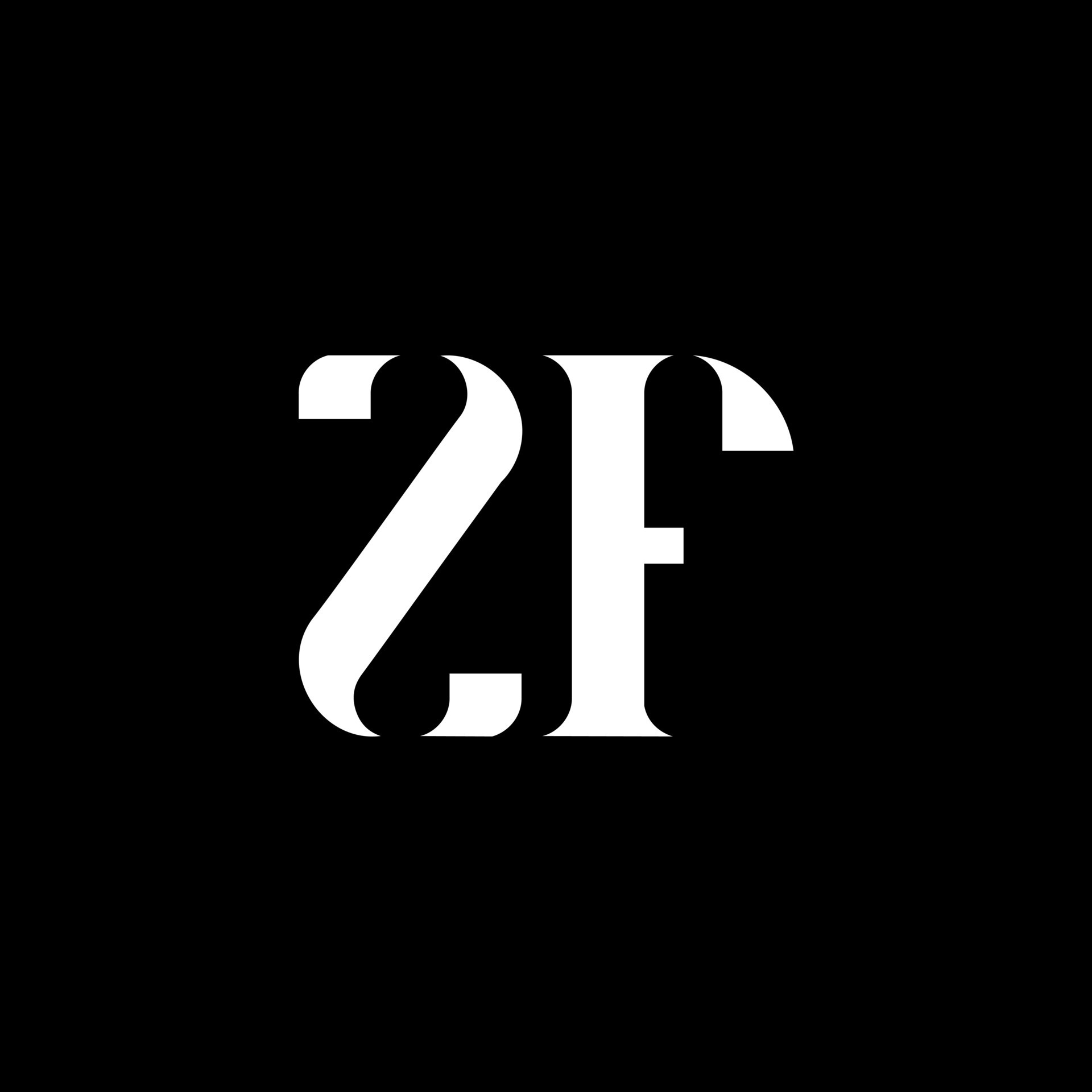 ZF Z F letter logo design. Initial letter ZF uppercase monogram logo white color. ZF logo, Z F ...