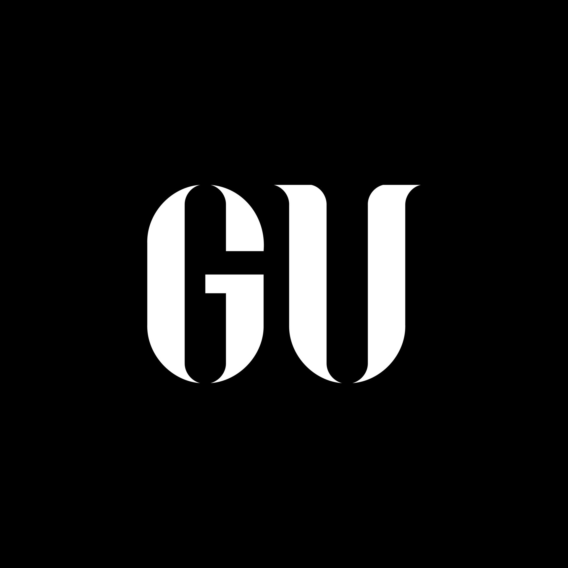 GU G U letter logo design. Initial letter GU uppercase monogram logo white color. GU logo, G U ...