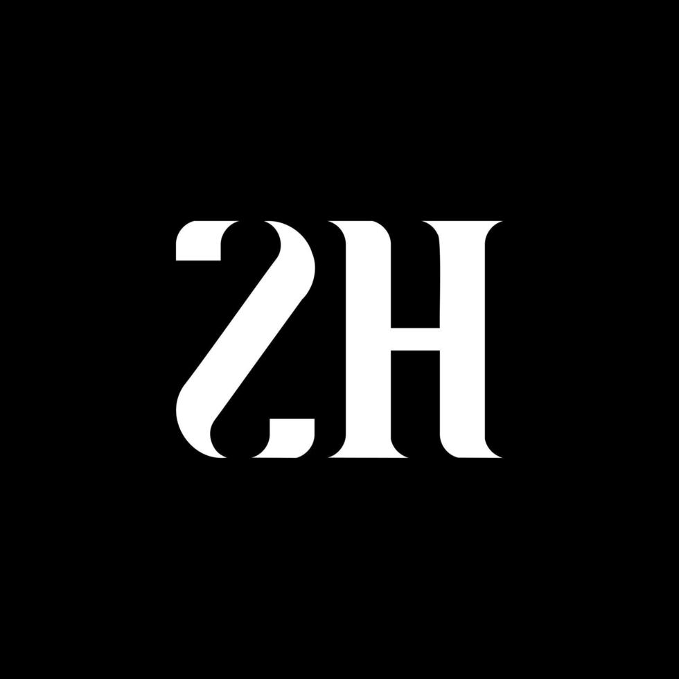 ZH Z H letter logo design. Initial letter ZH uppercase monogram logo white color. ZH logo, Z H ...