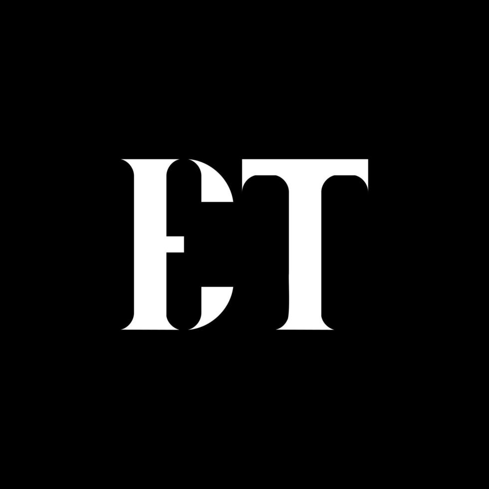 ET E T letter logo design. Initial letter ET uppercase monogram logo white color. ET logo, E T ...