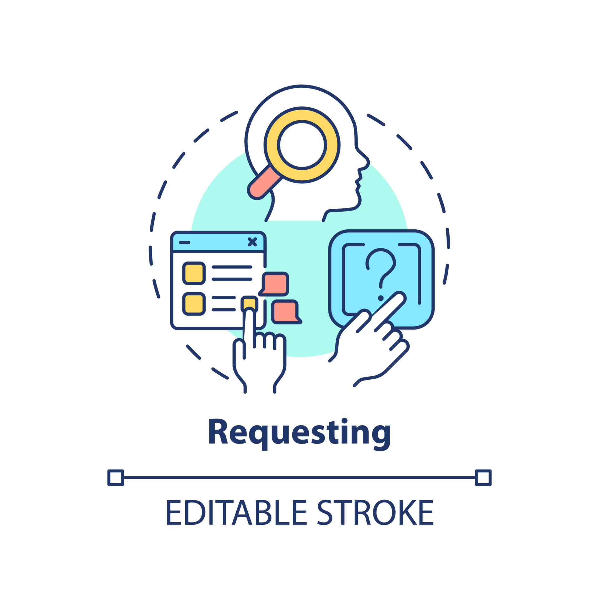 Requesting Concept Icon Communication Function Abstract Idea Thin Line Illustration Gain