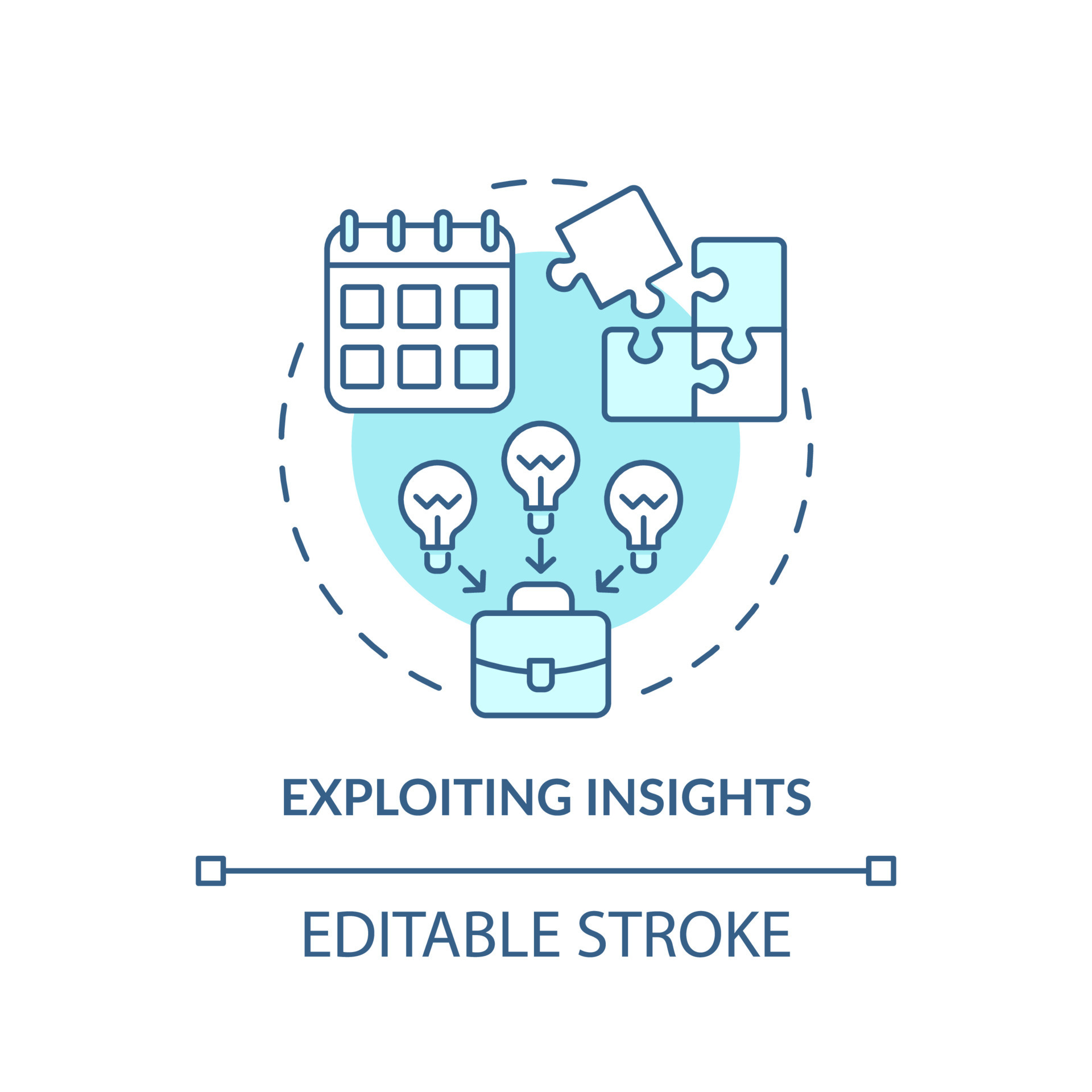 Exploiting insights turquoise concept icon. Manage innovation abstract ... Exploiting insights turquoise concept icon. Manage innovation abstract ...