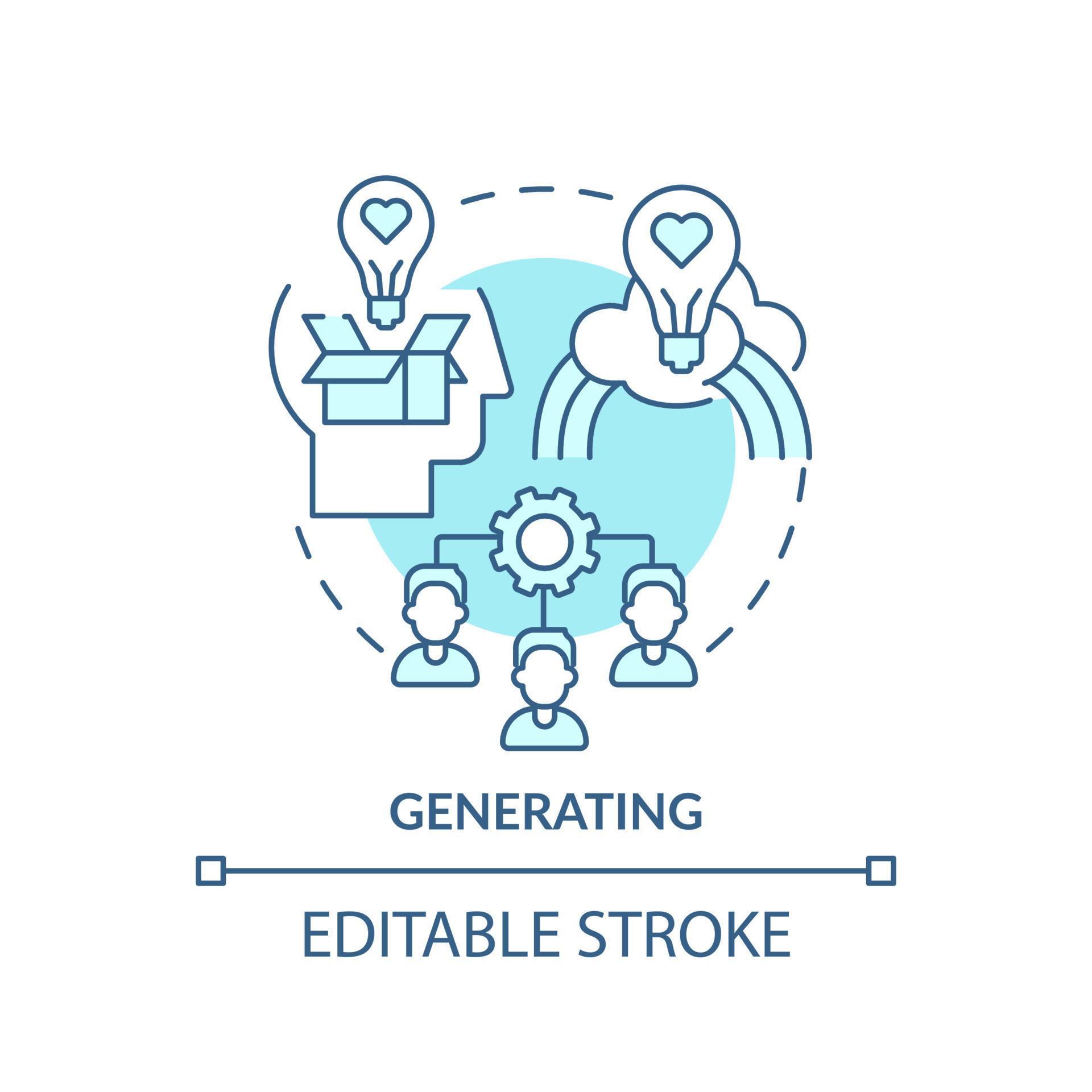 Generating turquoise concept icon. Innovation management step abstract idea thin line ...