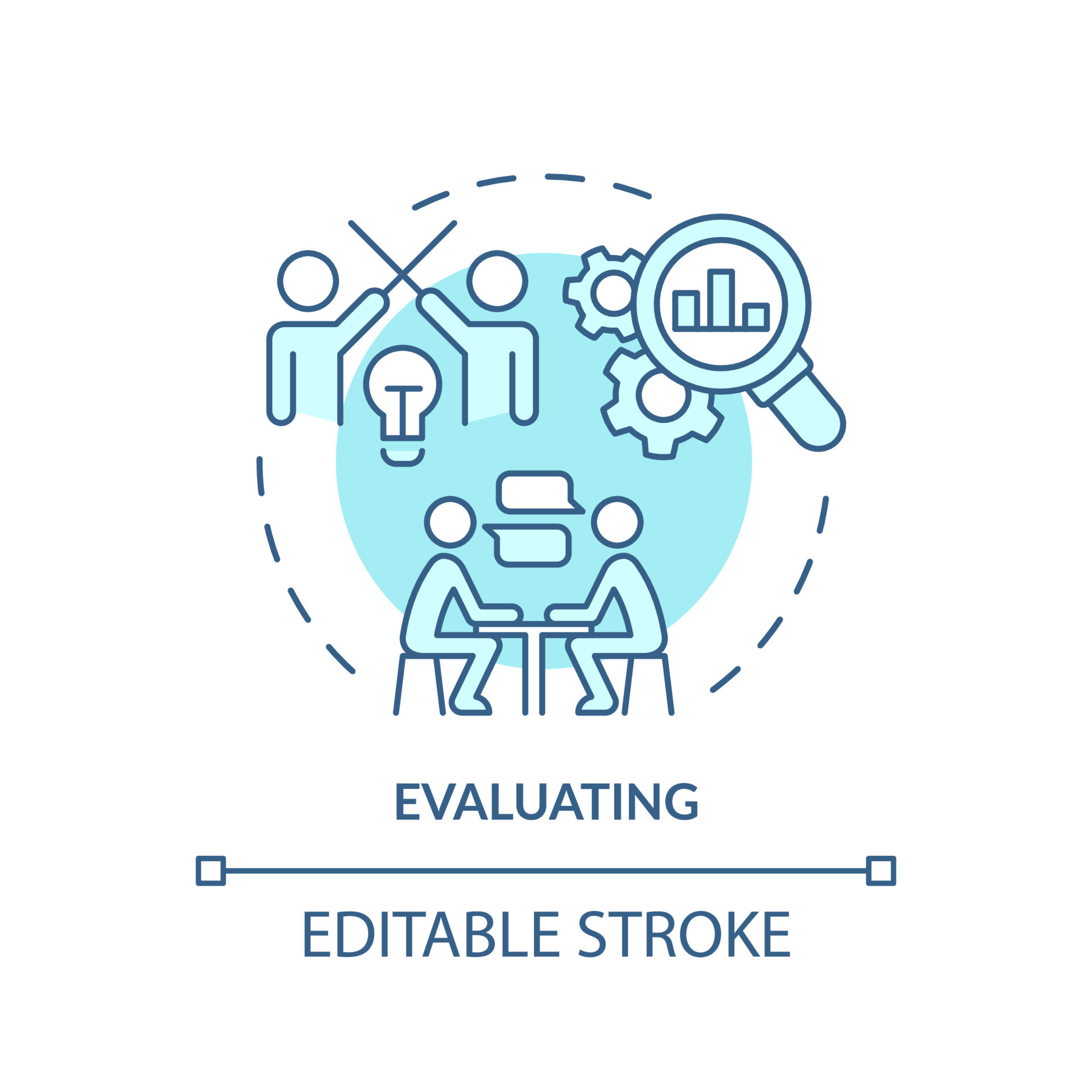 Evaluating Turquoise Concept Icon Innovation Management Abstract Idea Thin Line Illustration