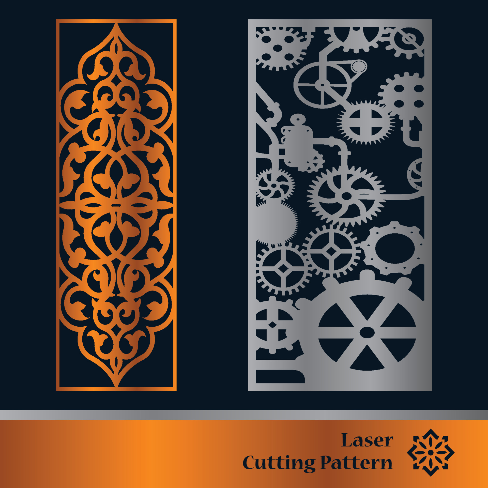 Decorative Panels For Laser Cutting Cutout Silhouette With Abstract Geometric Pattern Squares