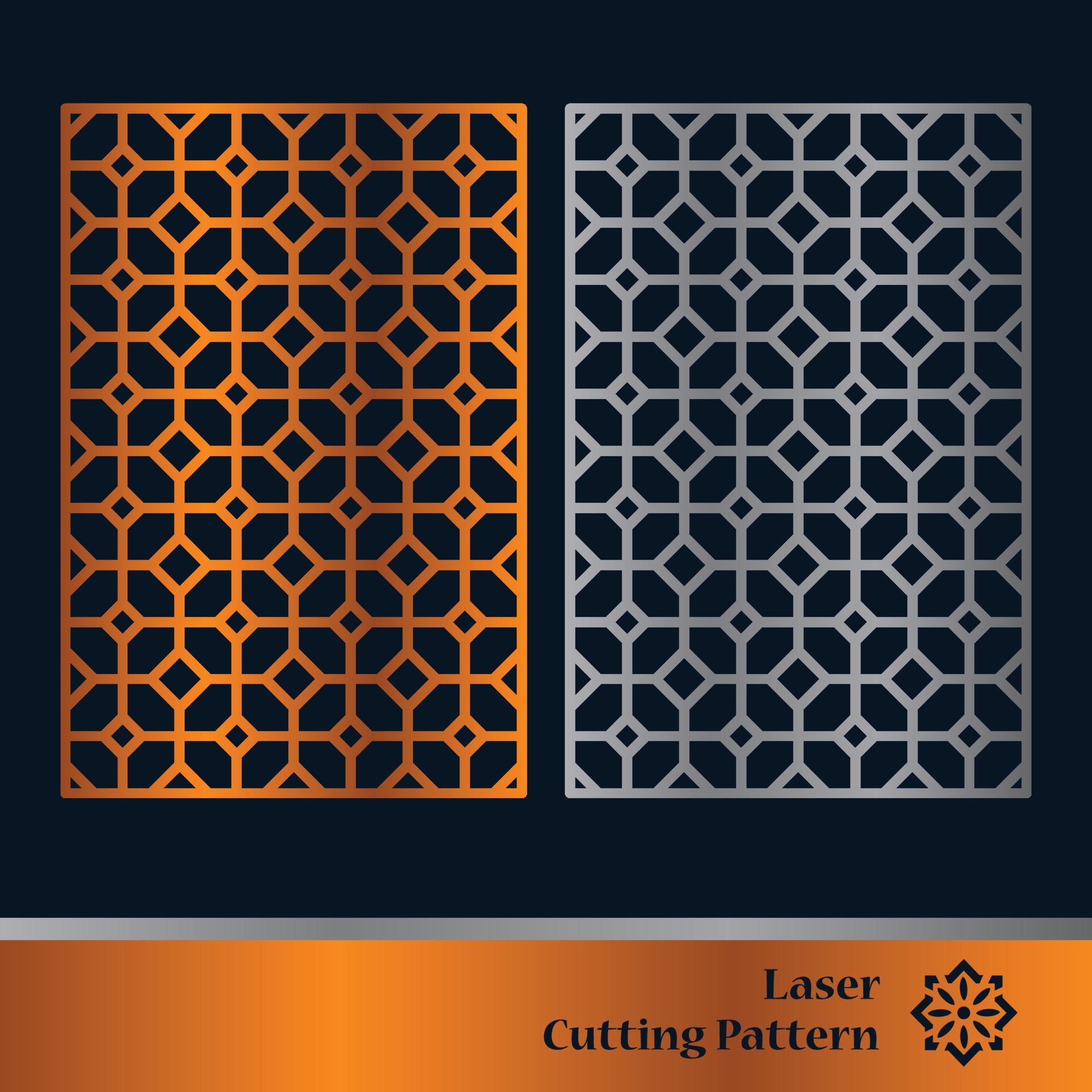 Decorative Panels For Laser Cutting Cutout Silhouette With Abstract Geometric Pattern Squares
