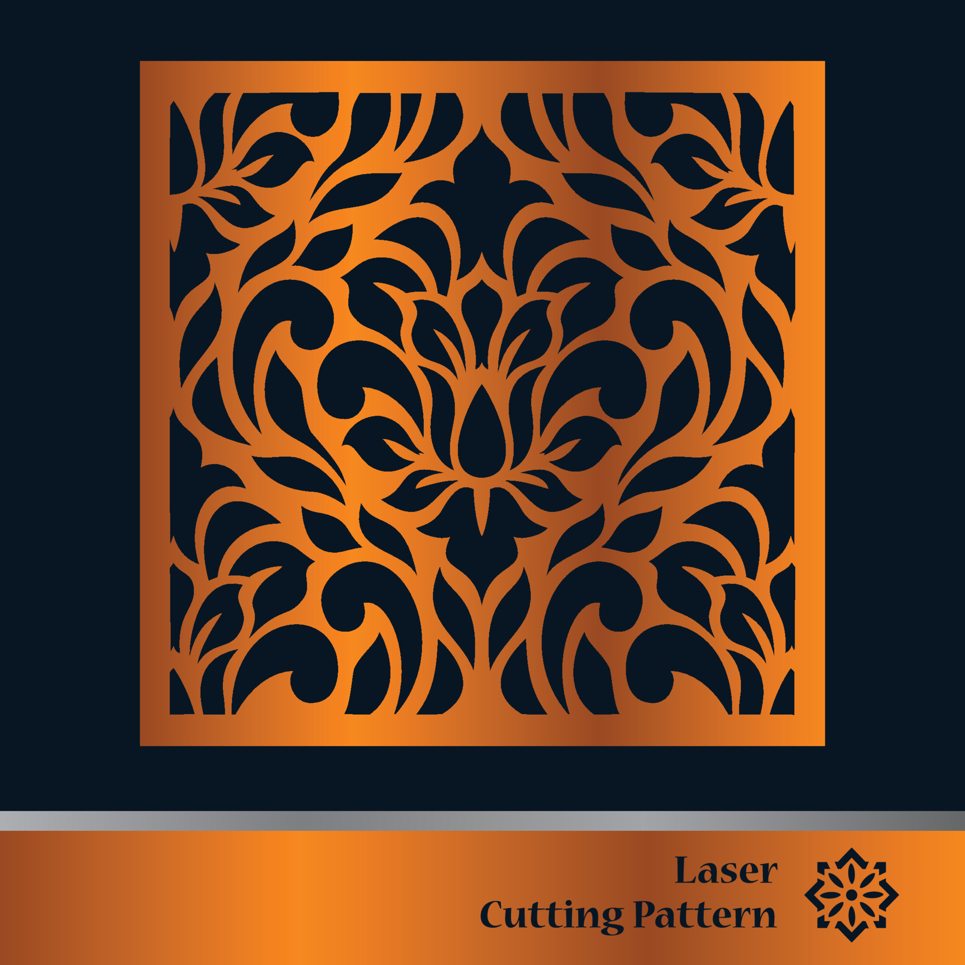 Decorative Panels For Laser Cutting Cutout Silhouette With Abstract Geometric Pattern Squares