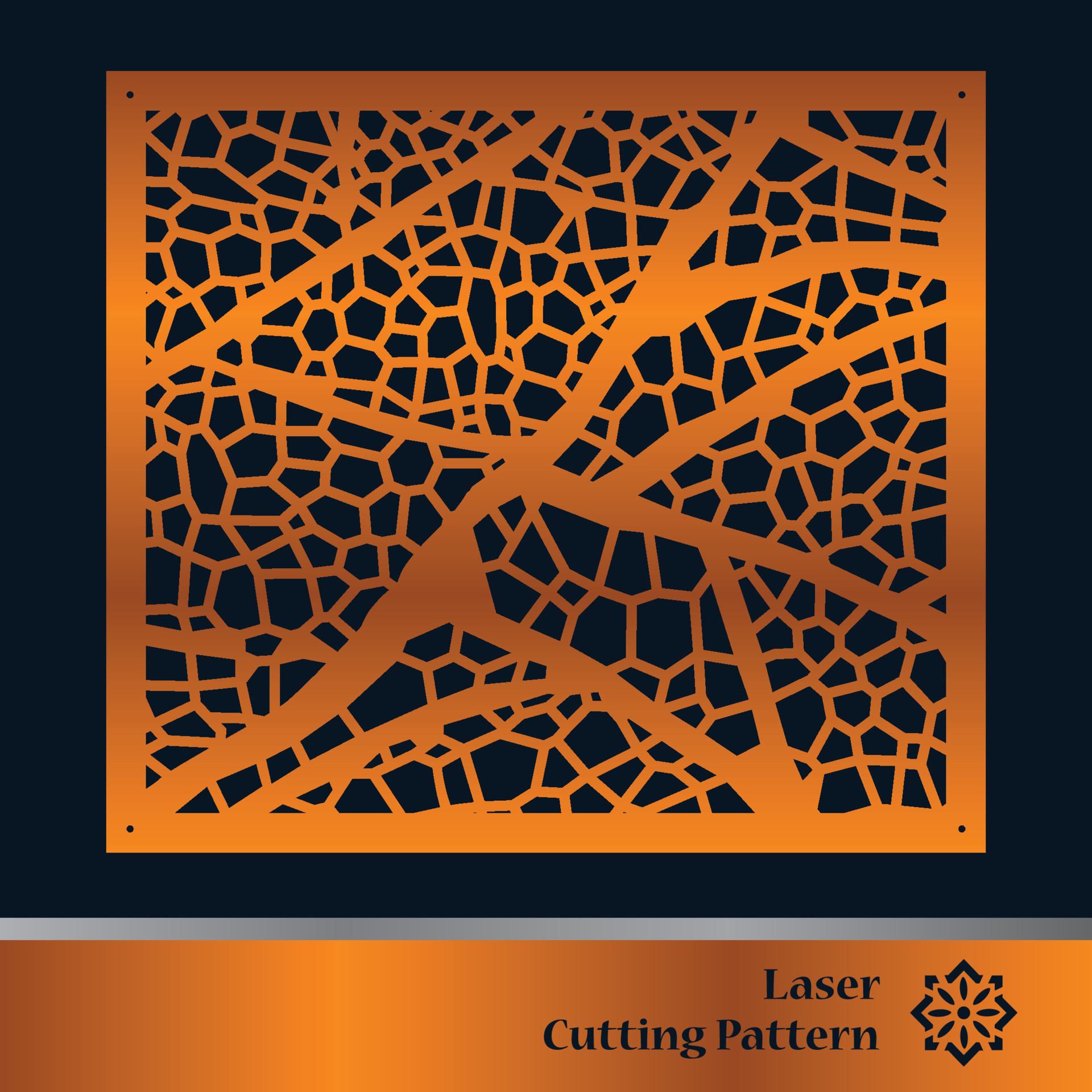 Decorative Panels For Laser Cutting Cutout Silhouette With Abstract Geometric Pattern Squares