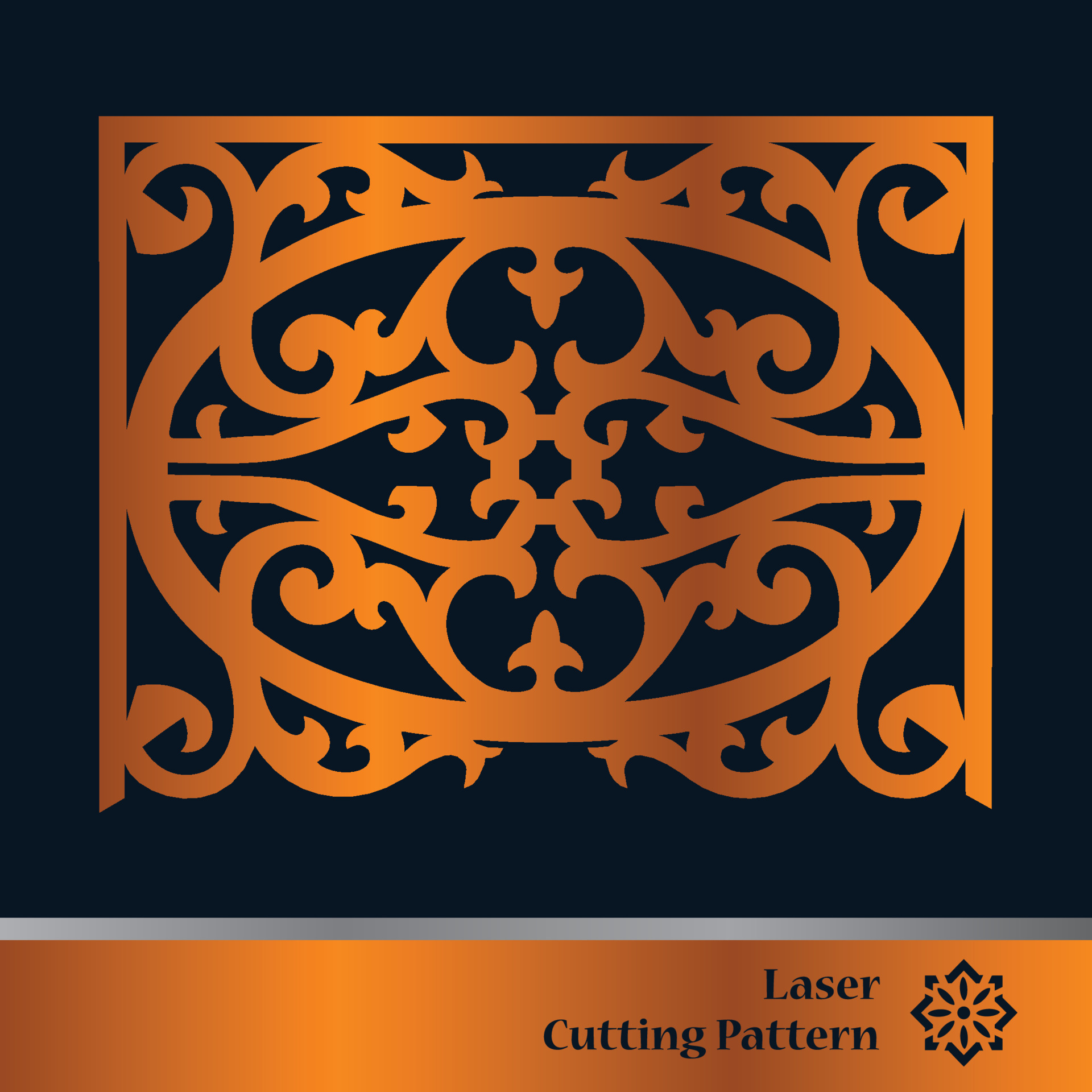 Decorative Panels For Laser Cutting Cutout Silhouette With Abstract Geometric Pattern Squares