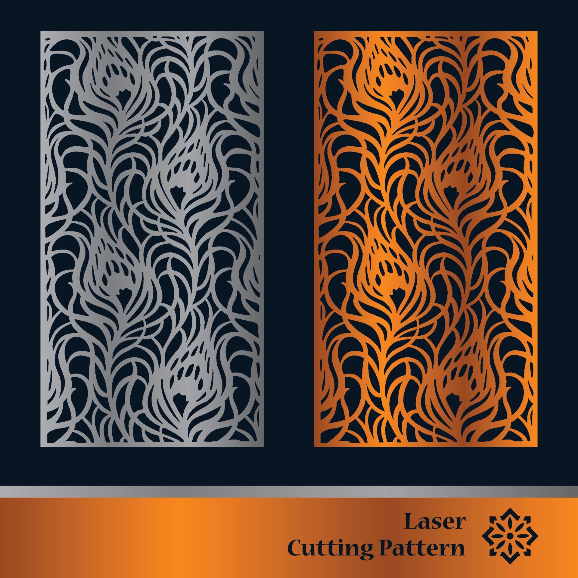 Decorative Panels For Laser Cutting Cutout Silhouette With Abstract Geometric Pattern Squares