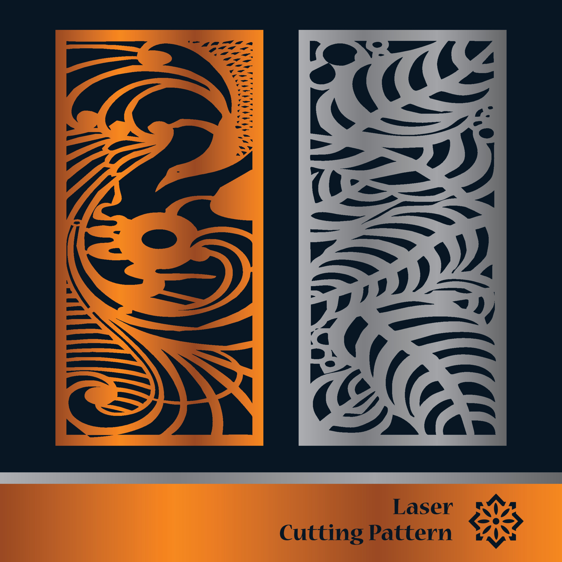 Decorative Panels For Laser Cutting Cutout Silhouette With Abstract Geometric Pattern Squares