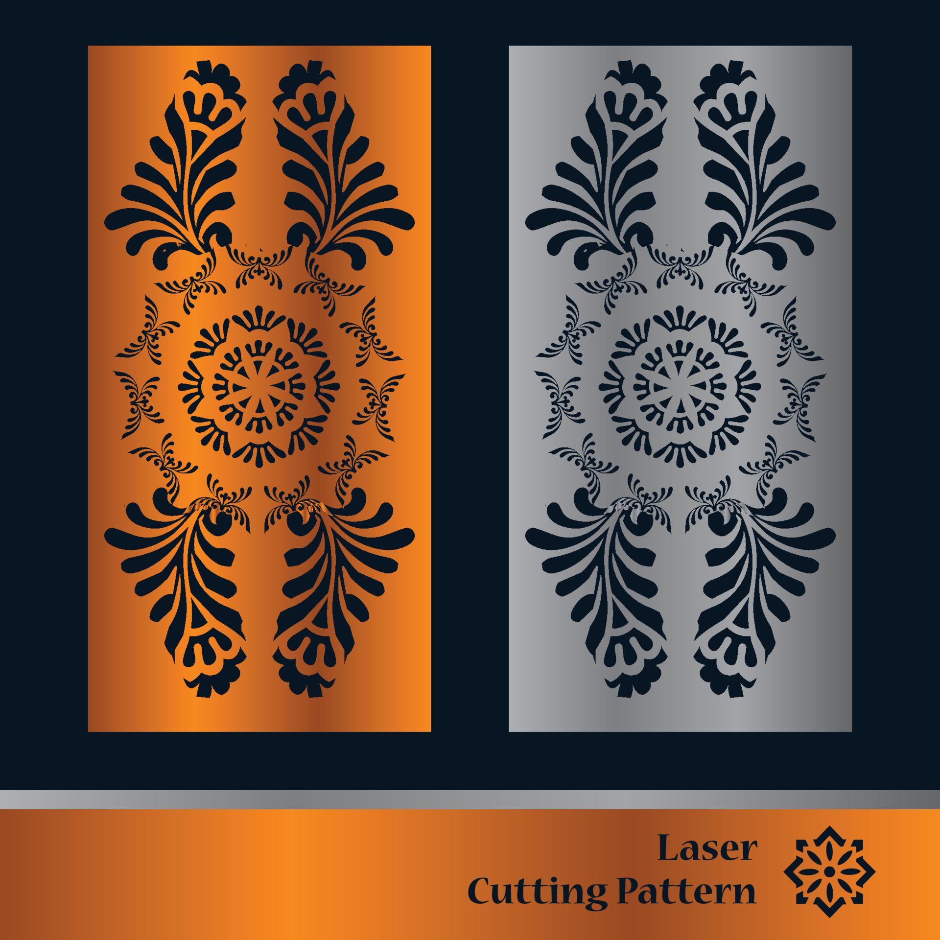 Decorative Panels For Laser Cutting Cutout Silhouette With Abstract Geometric Pattern Squares