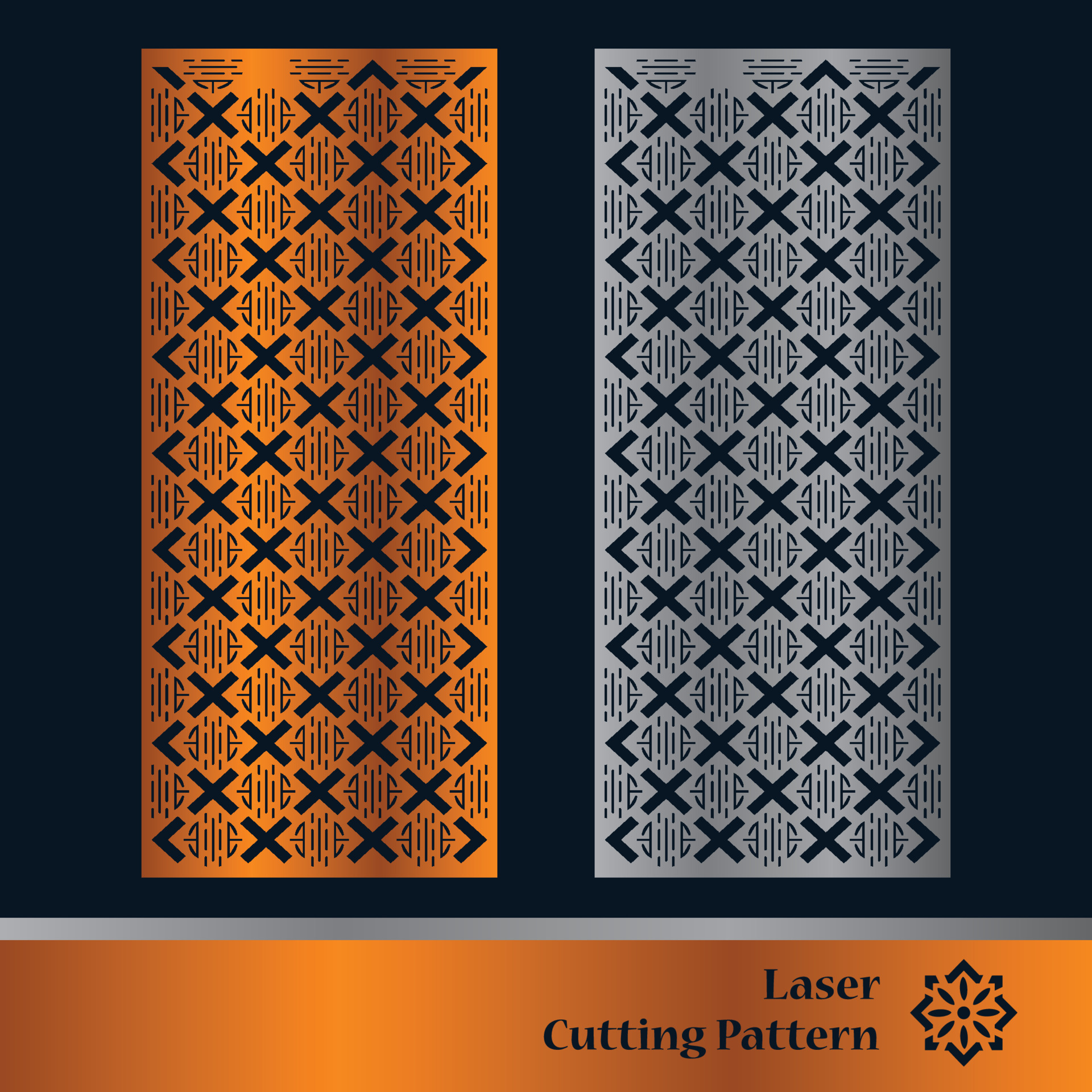 Decorative Panels For Laser Cutting Cutout Silhouette With Abstract Geometric Pattern Squares