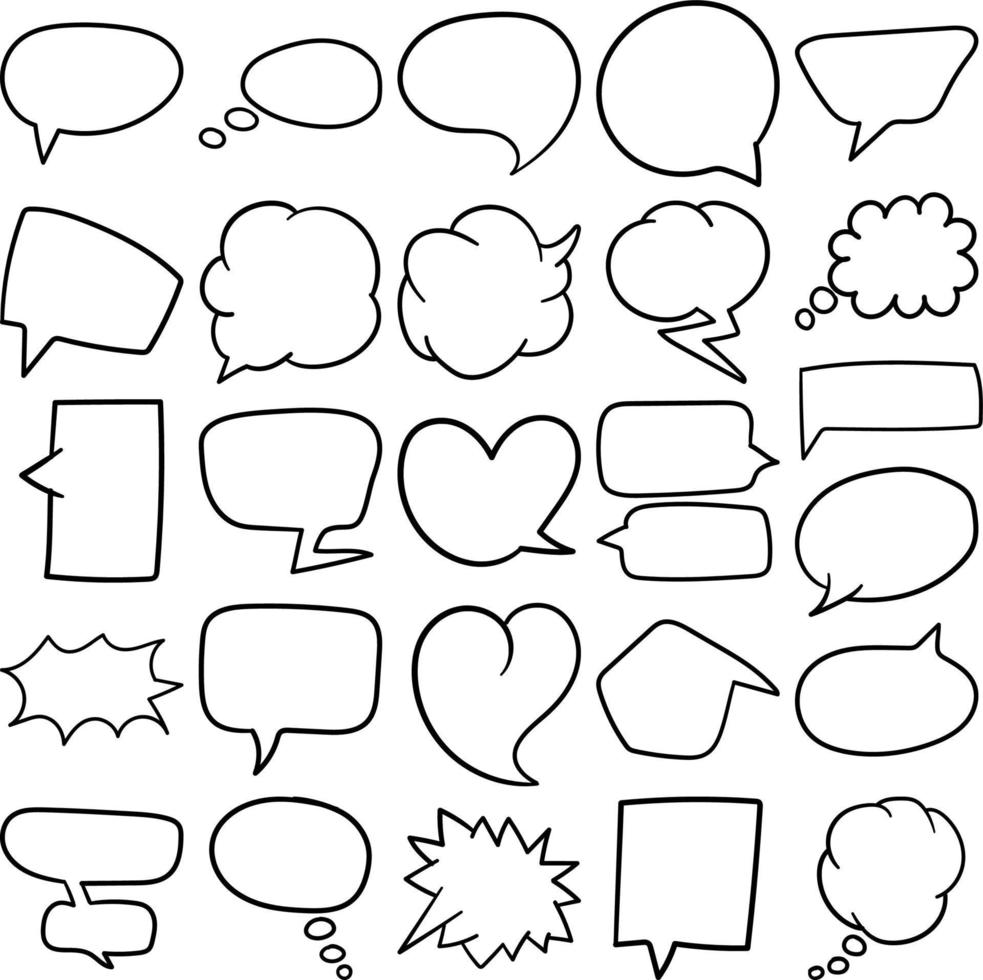 Speech Bubbles Hand Drawn Doodle Line Art Outline Set 11764112 Vector