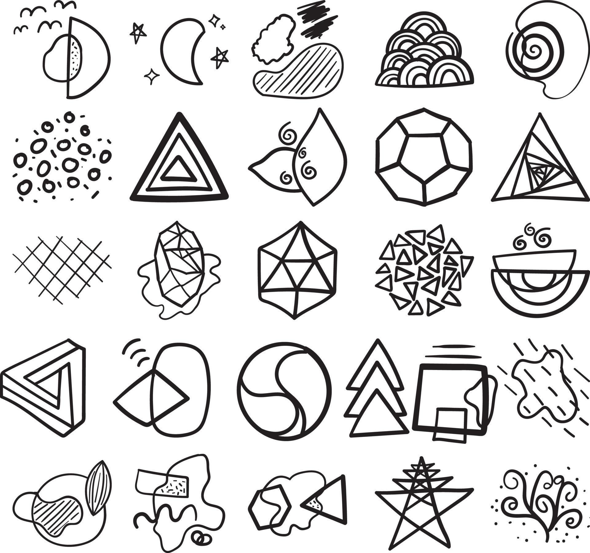 Abstract Hand Drawn Doodle Line Art Outline Set 11764116 Vector Art at ...