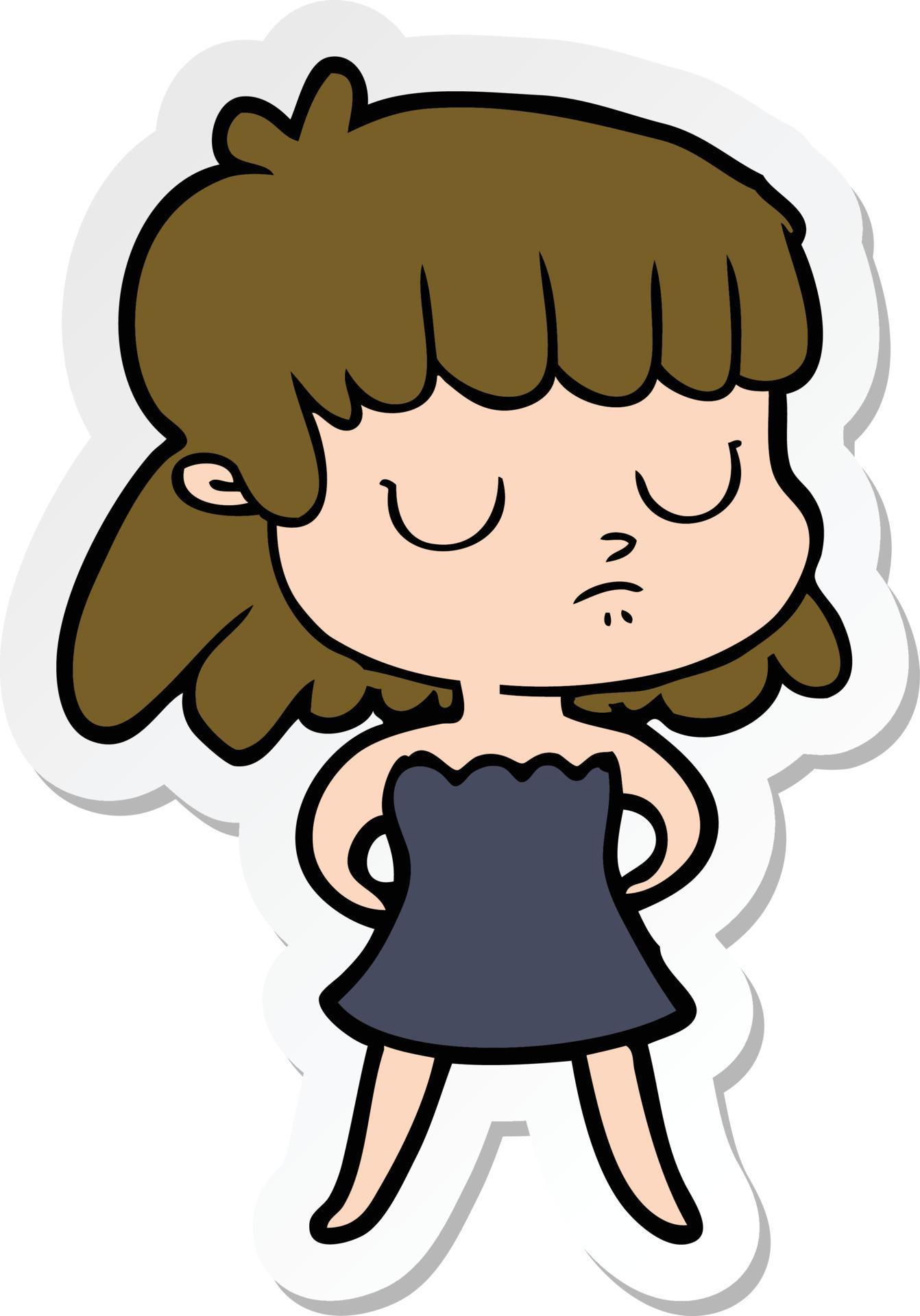 sticker of a cartoon indifferent woman 11768847 Vector Art at Vecteezy